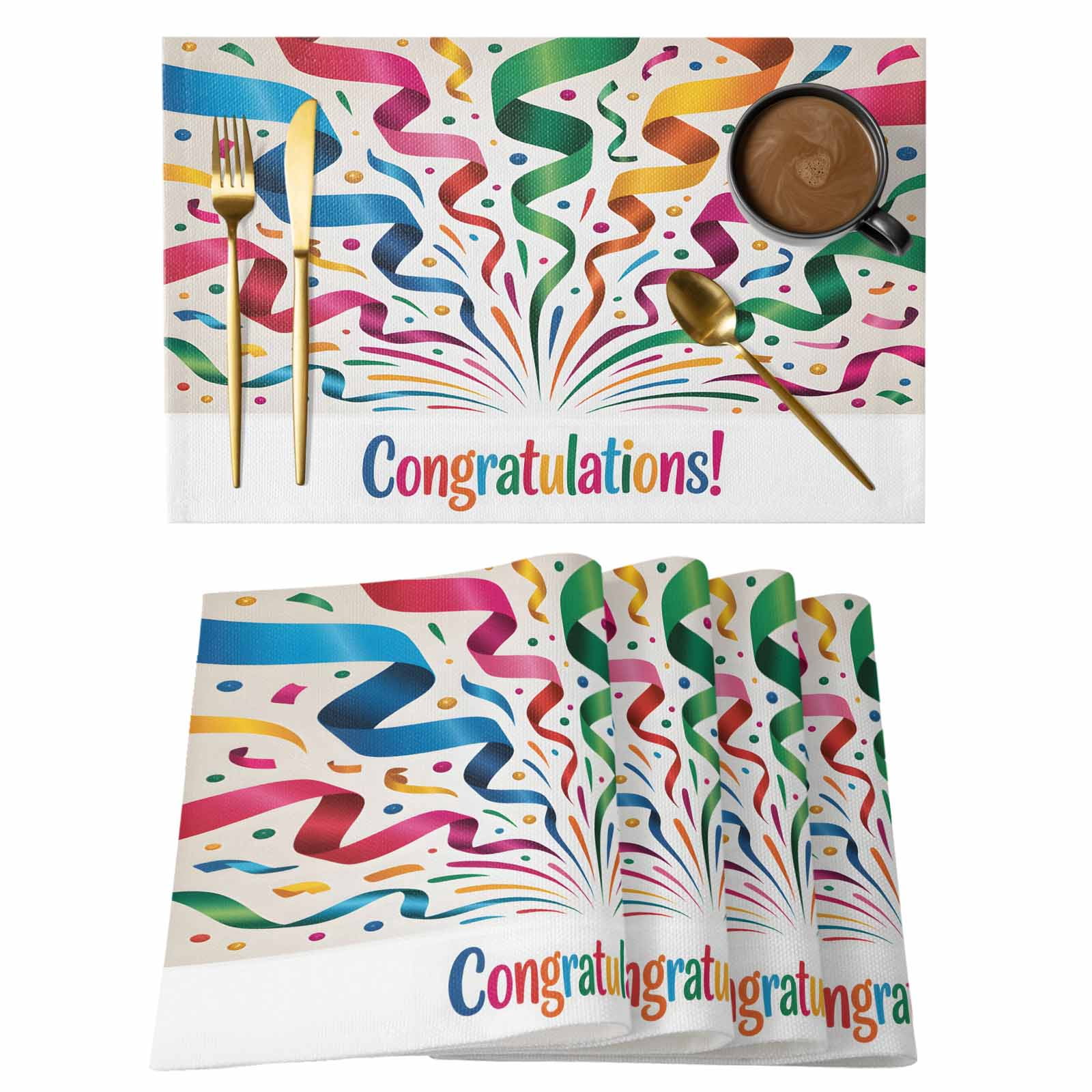 Colorful Congratulations Placemats Set of 12, Graduation Season Words ...