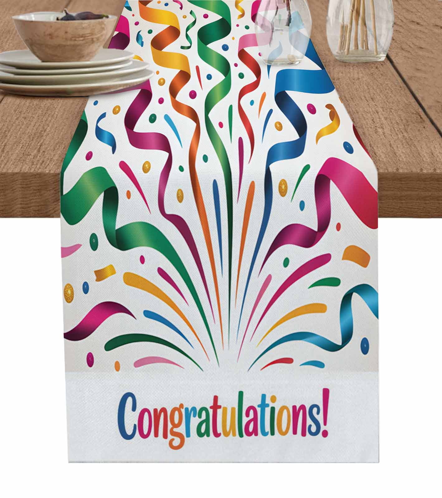 Colorful Congratulations Table Runner 108 Inches, Graduation Season ...