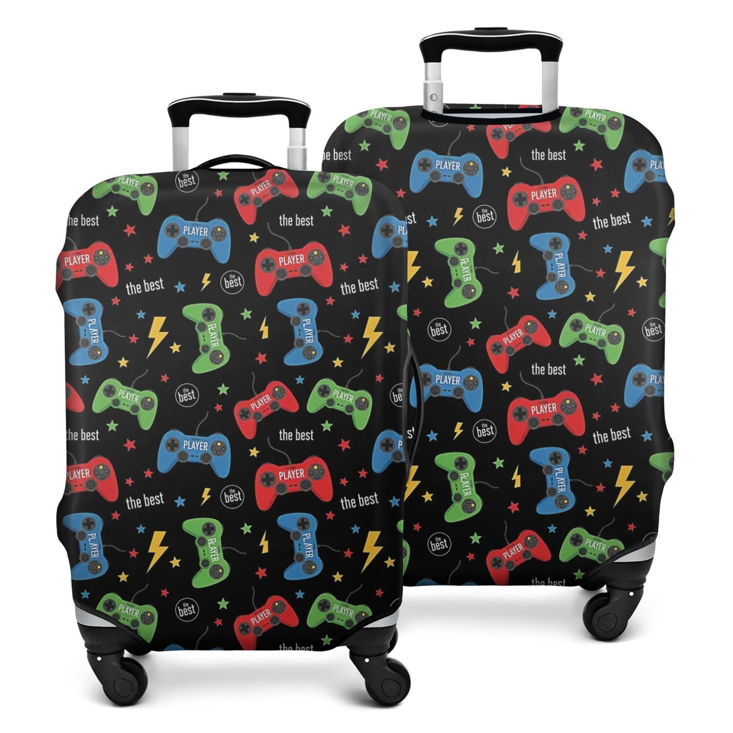 Colorful Controllers Games Black Pattern Luggage Cover Fashion Suitcase ...