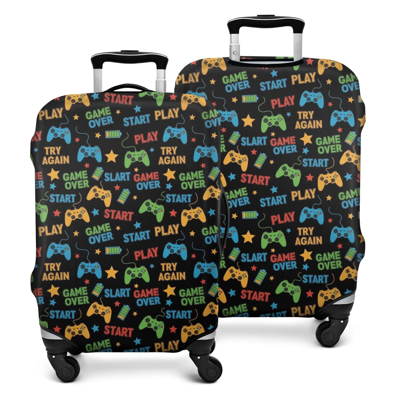 Colorful Controllers Games Words Black Pattern Luggage Cover Fashion ...
