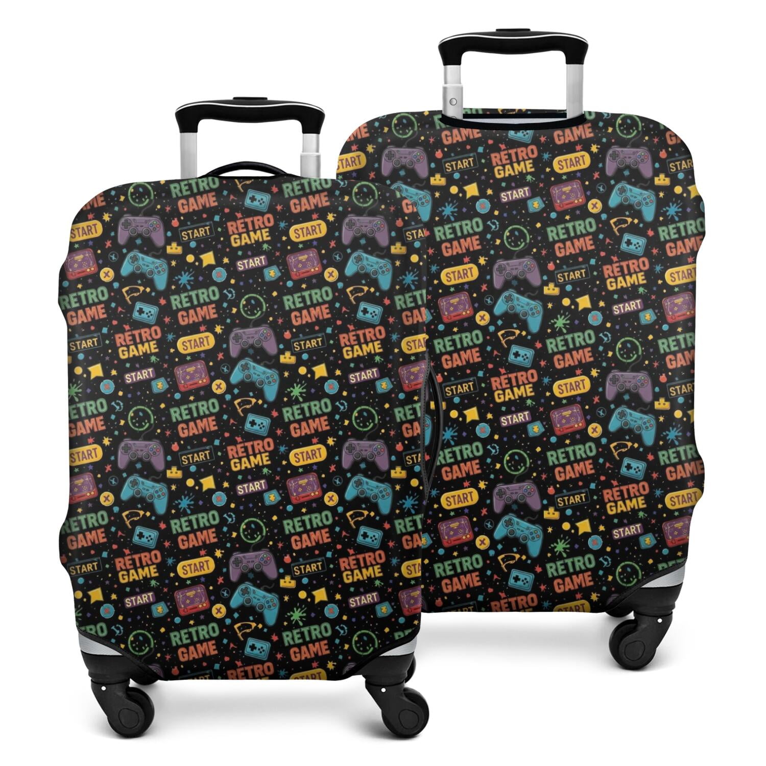 Colorful Controllers Games Words Black Pattern Luggage Cover Fashion ...
