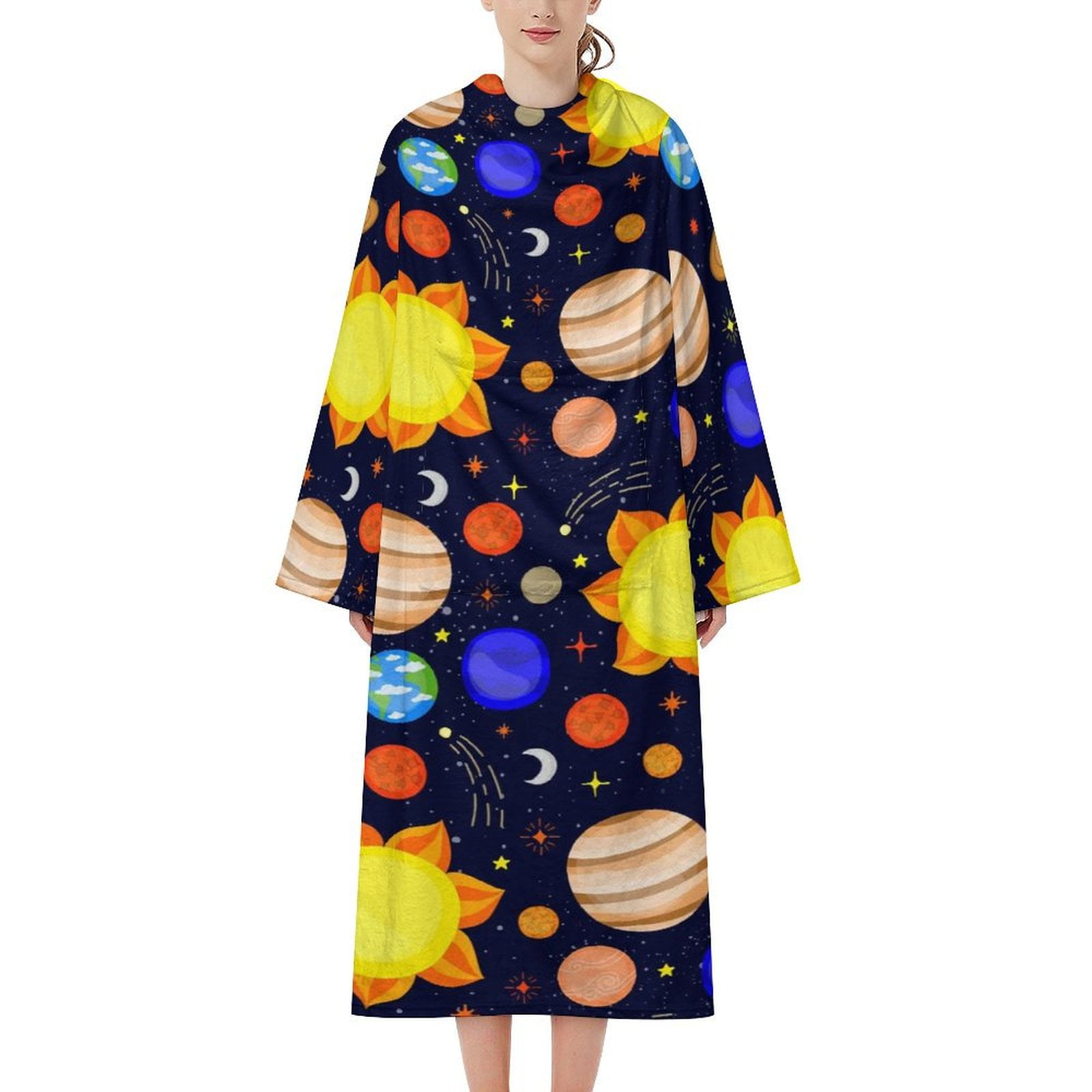 Colorful Cool Planet Bathrobe Plush Bathrobe Cozy Unisex Winter ...
