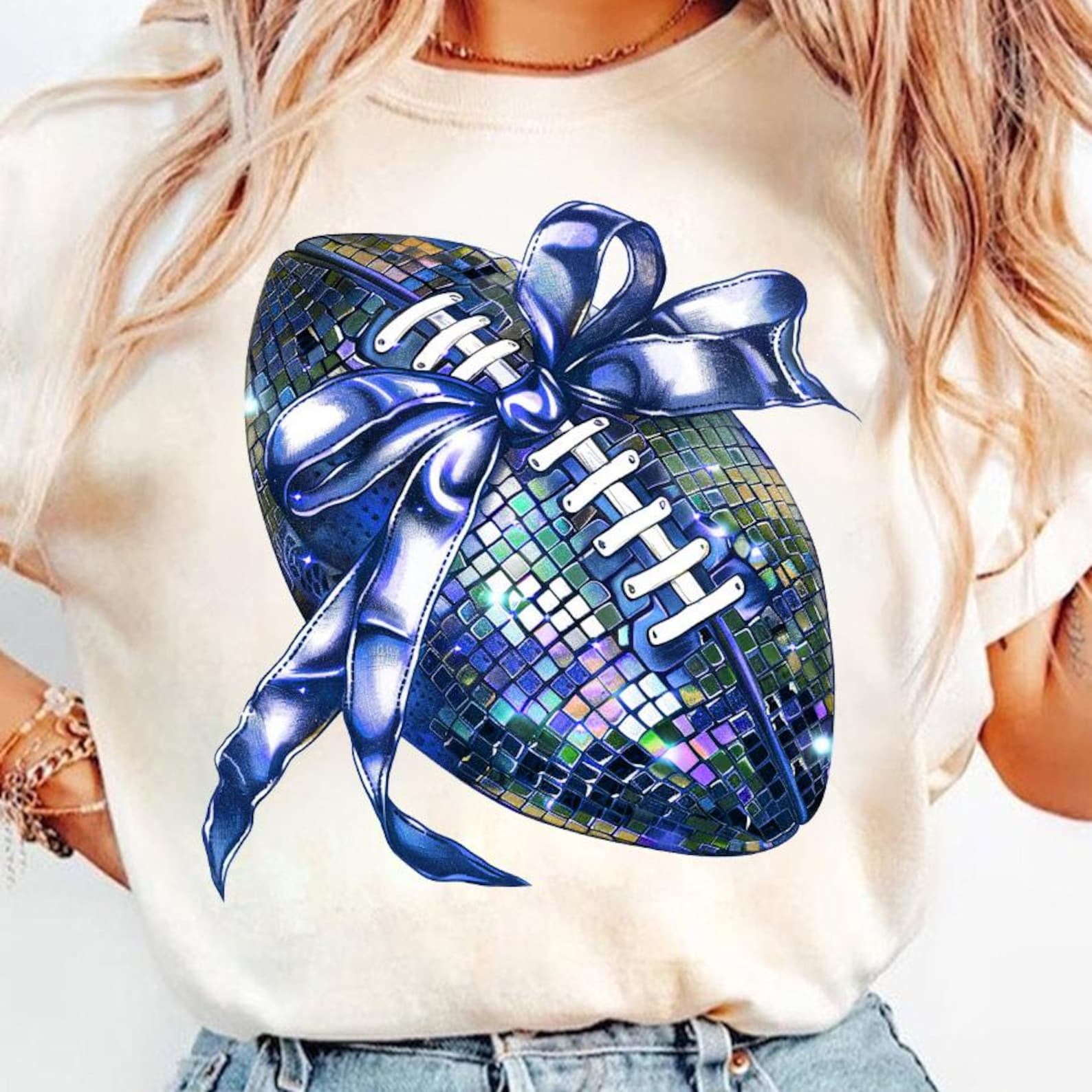 Colorful Coquette Football Disco ball , Football Mama , Retro Football ...