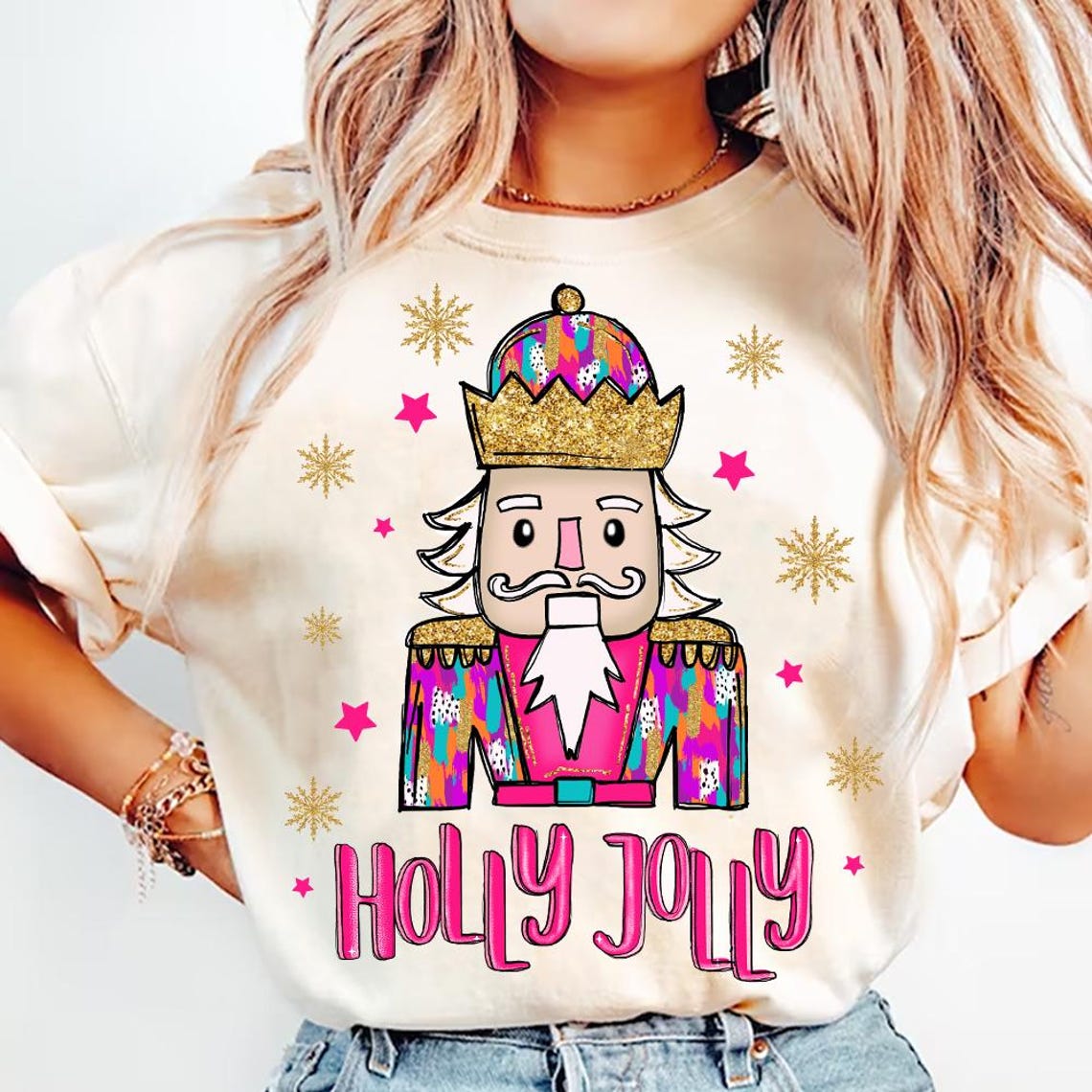 Colorful Coquette Glitter Nutcracker Holly Jolly Png, Girly Christmas ...