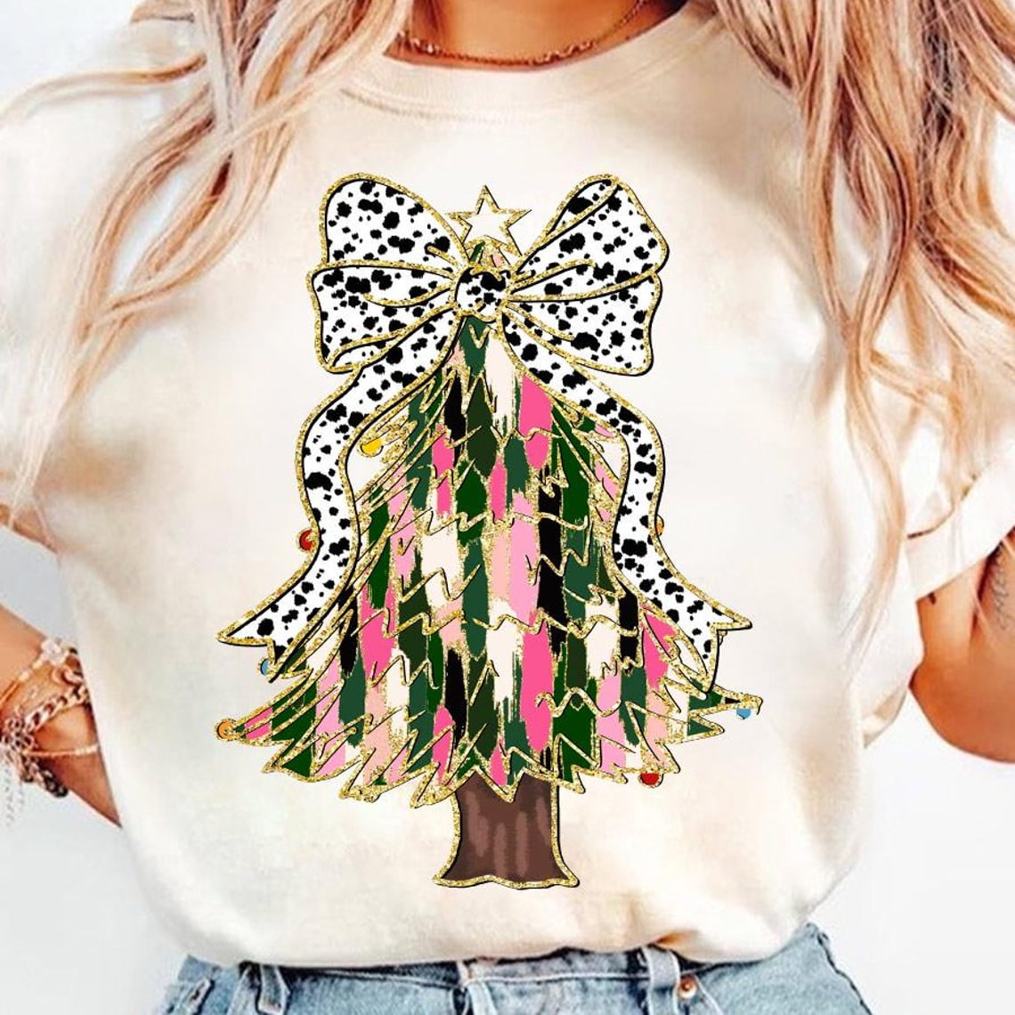 Colorful Coquette Glitter Pink Winter Holiday Tree, Girly Winter ...