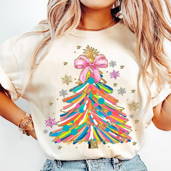 Colorful Coquette Glitter Winter Holiday Tree, Girly Winter Holiday ...