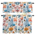 Colorful Coral Kitchen Curtains Set for Windows, Watercolor Fish ...