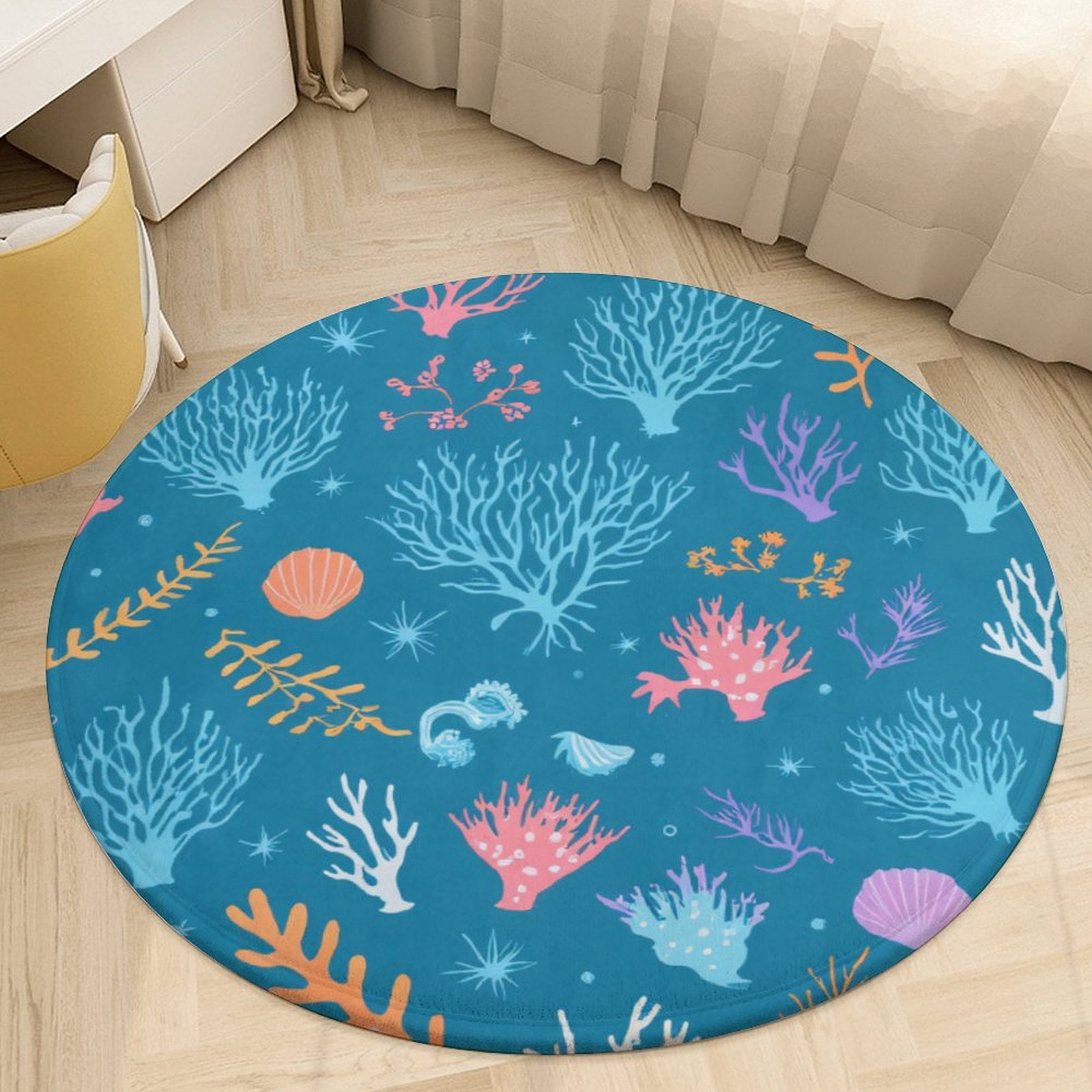 Colorful Coral Reef Pattern Round Area Rugs for Bedroom Living Room ...