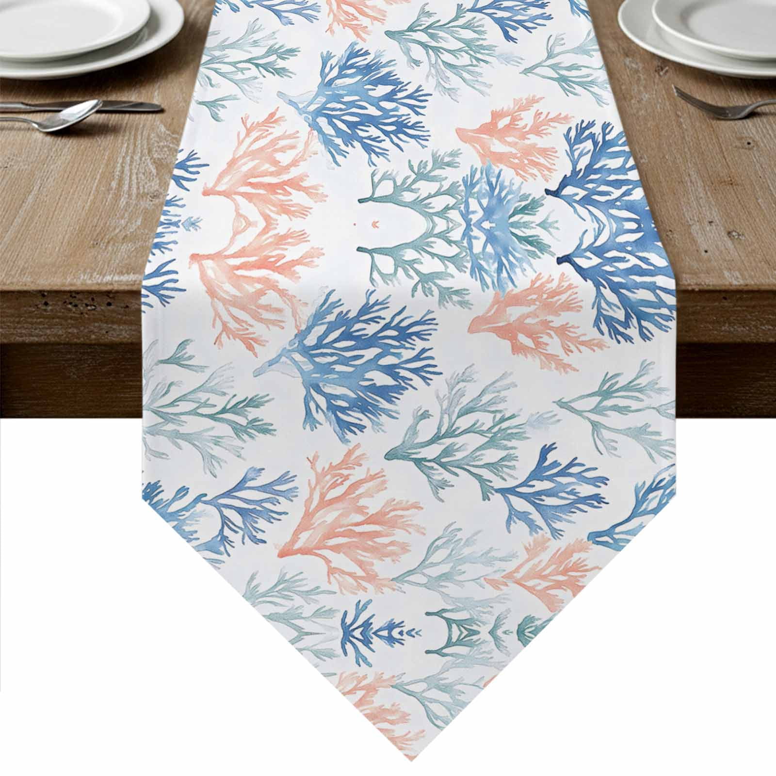 Colorful Coral Table Runner Linen Burlap Table Runner 72 Inches Long ...
