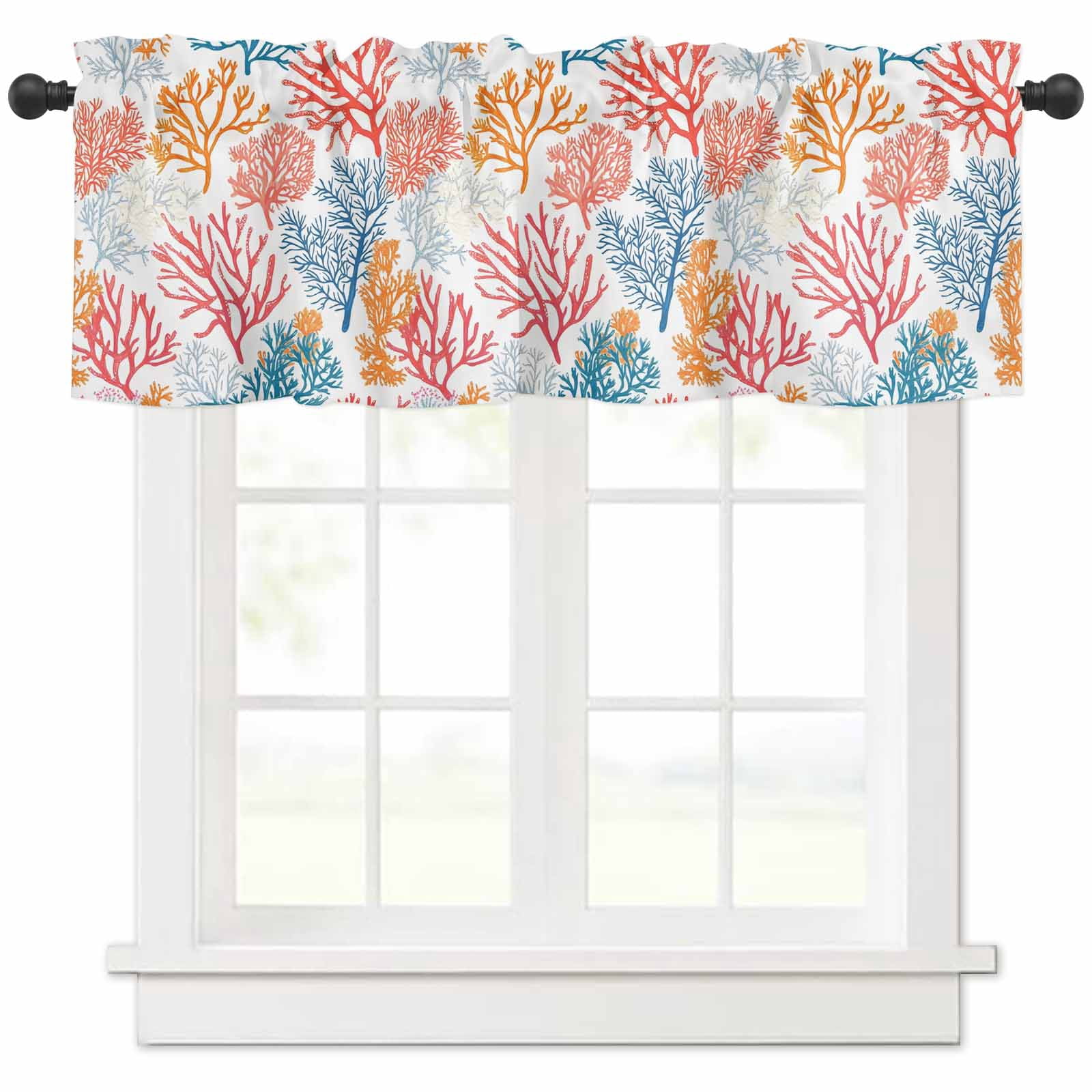 Colorful Coral Valances for Windows Farmhouse Kitchen Curtains Valances ...