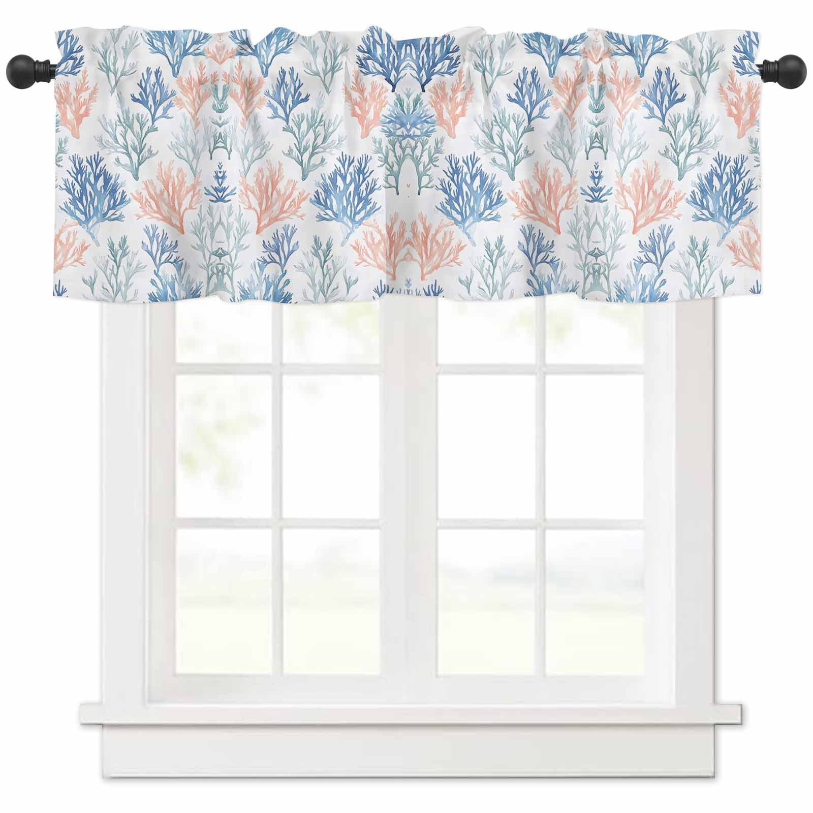 Colorful Coral Valances for Windows Farmhouse Kitchen Curtains Valances ...