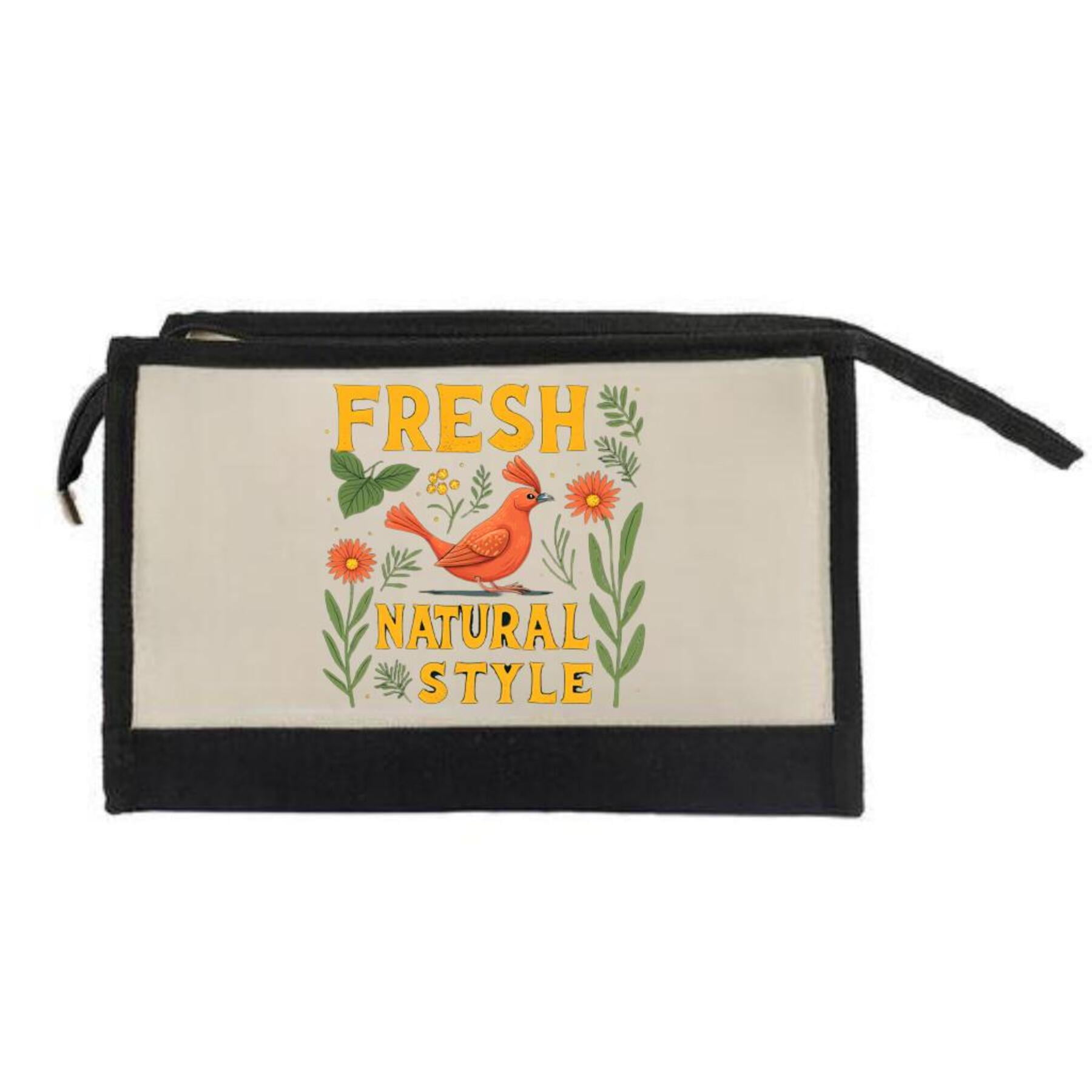 Colorful Cosmetic Canvas Pouch Bag with Zipper - Nature-Inspired Design ...