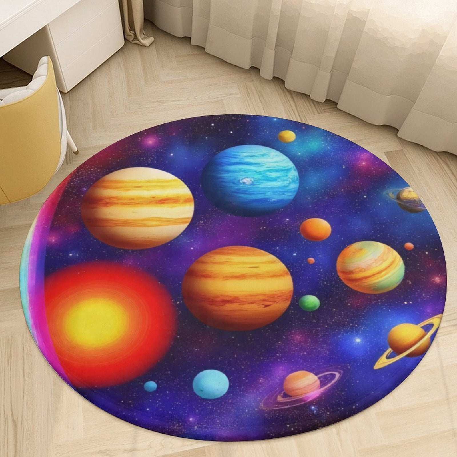 Colorful Cosmic Planets Round Area Rugs for Bedroom Living Room, 6FT ...