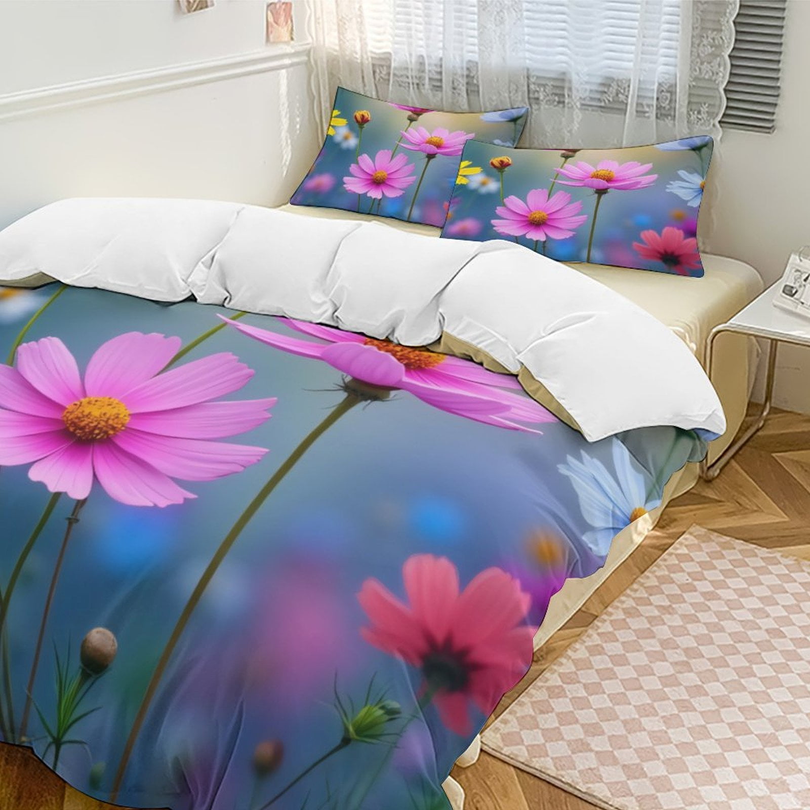 Colorful Cosmos Flowers in Bloom 3D Duvet Cover Set Quilt Cover Theme ...