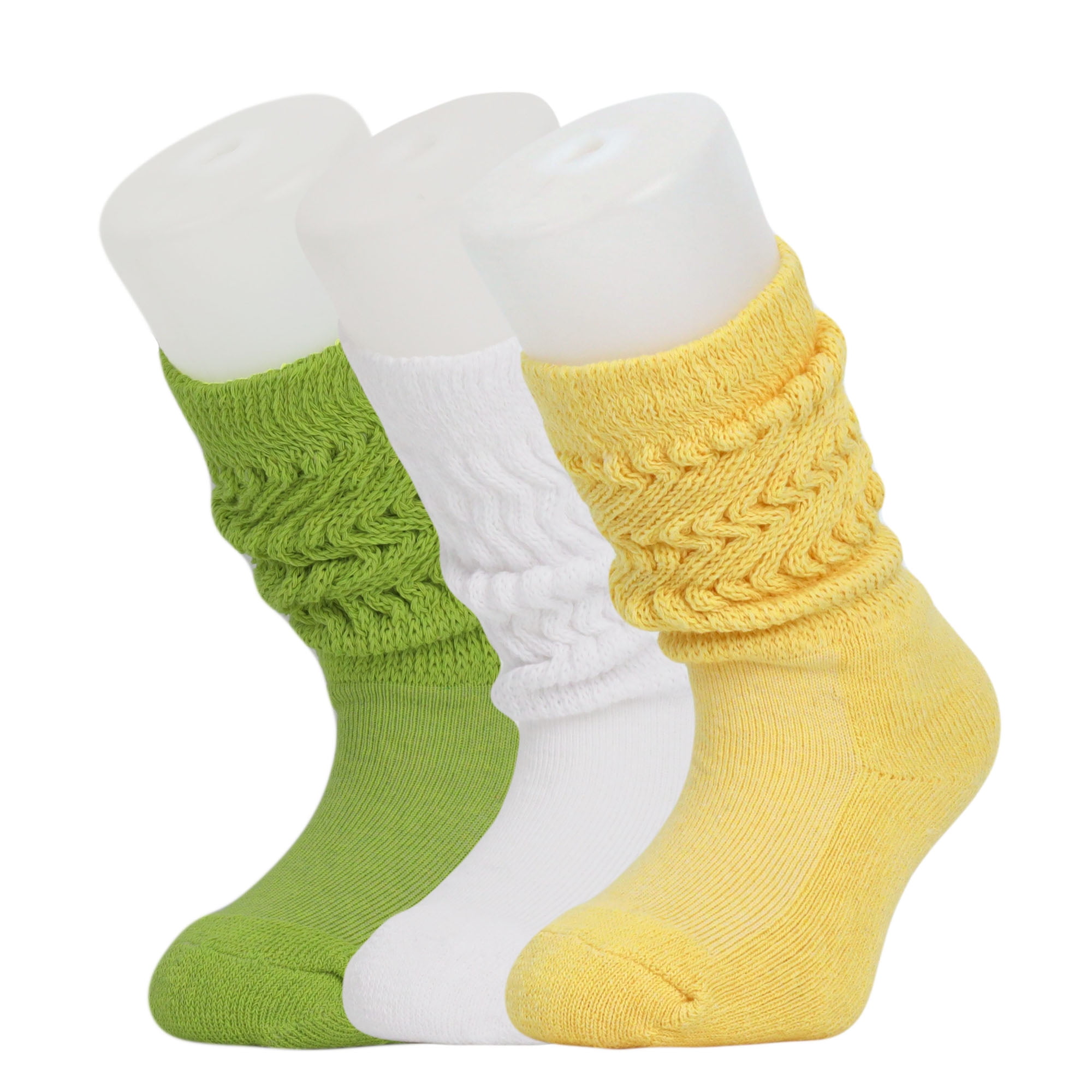 Colorful Cotton Kids Slouch Socks 3 Pairs 6-8 Years Old (Lemon Green ...