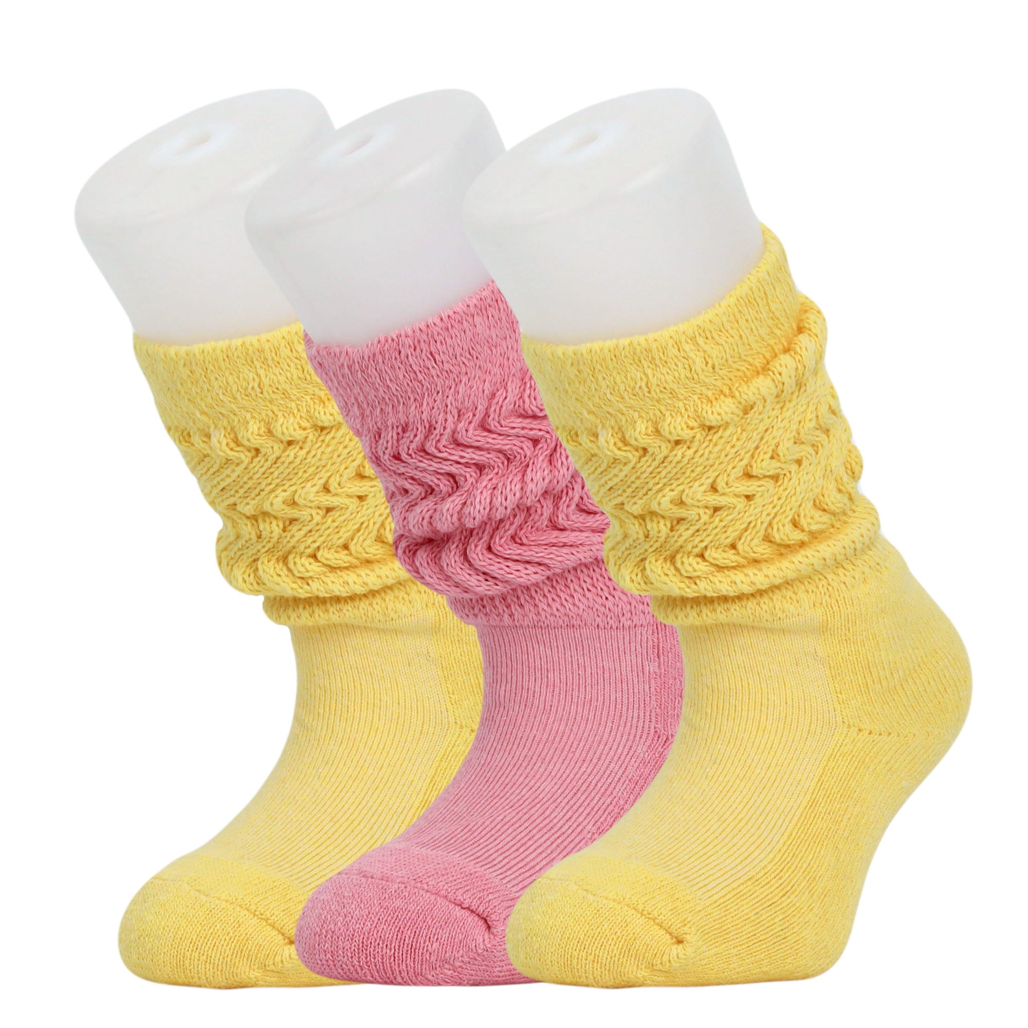 Colorful Cotton Kids Slouch Socks 3 Pairs 6-8 Years Old (Limone-Pink ...