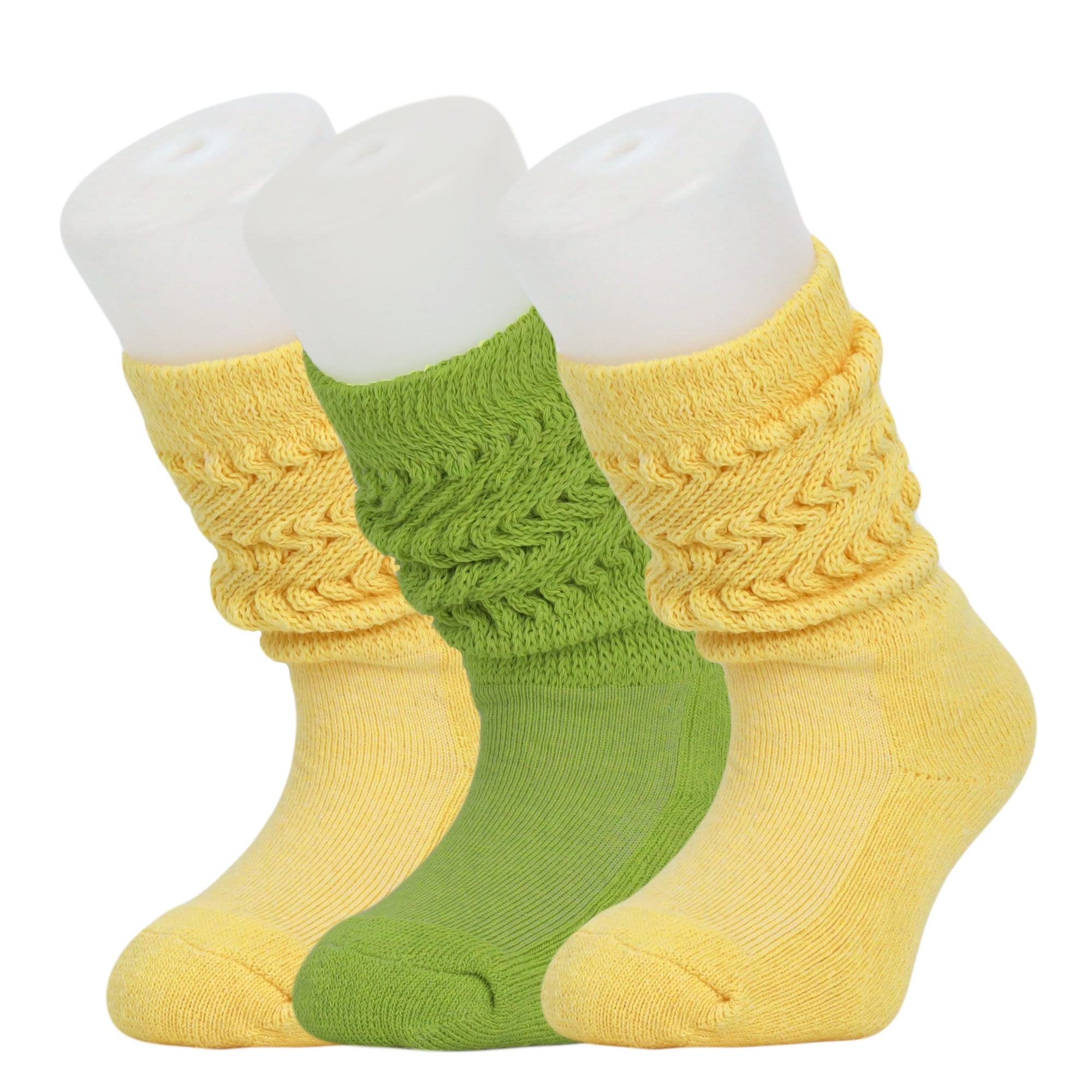 Colorful Cotton Kids Slouch Socks 3 Pairs 9-12 Years Old (Limone-Lemon ...
