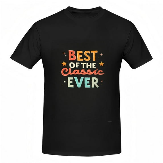 Colorful Cotton Short Sleeve T-Shirt with ' BEST OF THE CLASSIC EVER ' Design Playful Stars ...