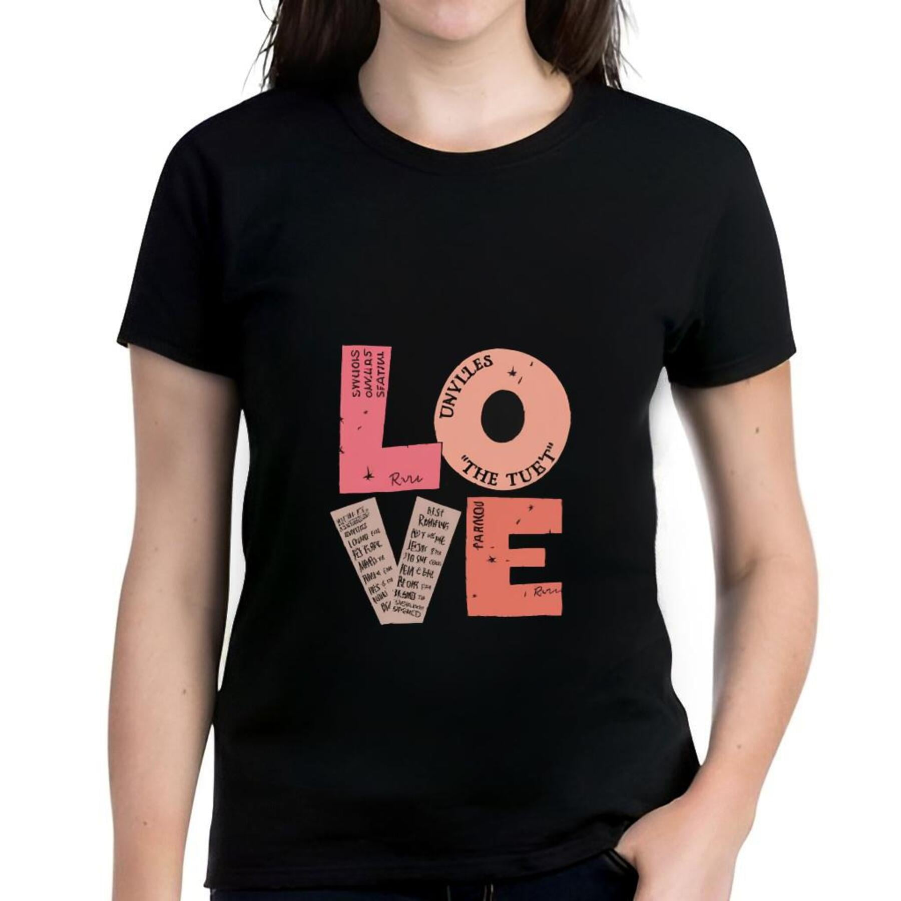 Colorful Cotton Short Sleeve T-Shirt with 'LOVE' Design in Pink ...