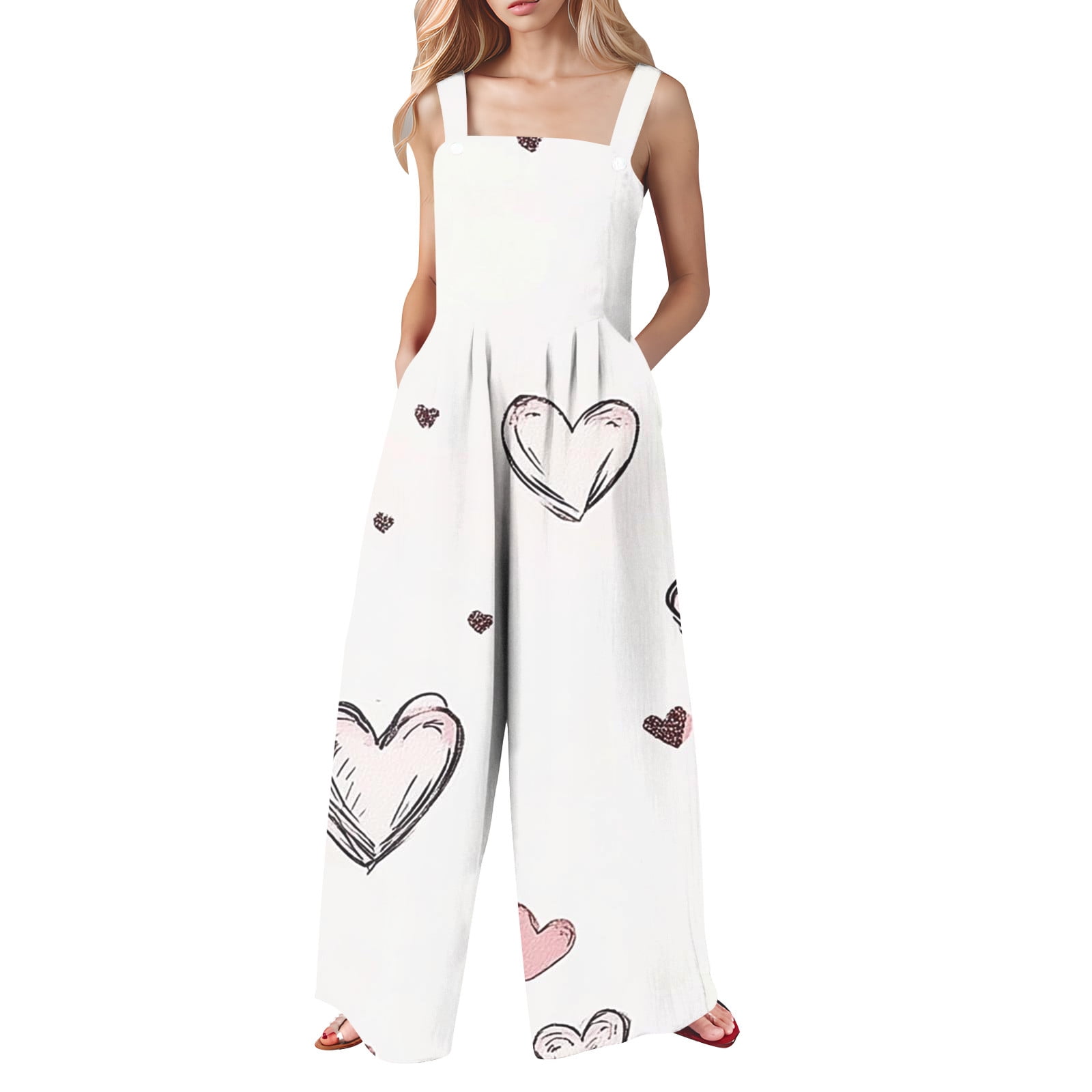 Colorful Coveralls for Ladies Summer Fall Faux Gauze Linen Loose Fit ...