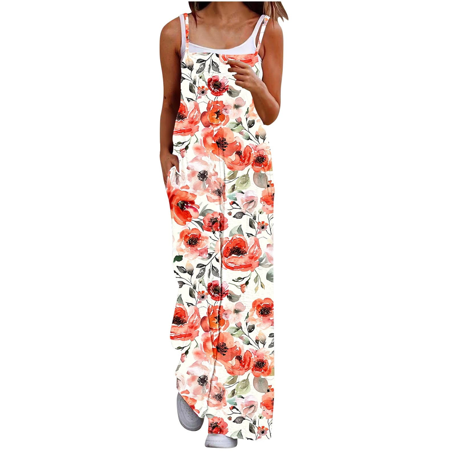 Colorful Coveralls for Ladies Summer Fall Flower Print Loose Fit Lounge ...