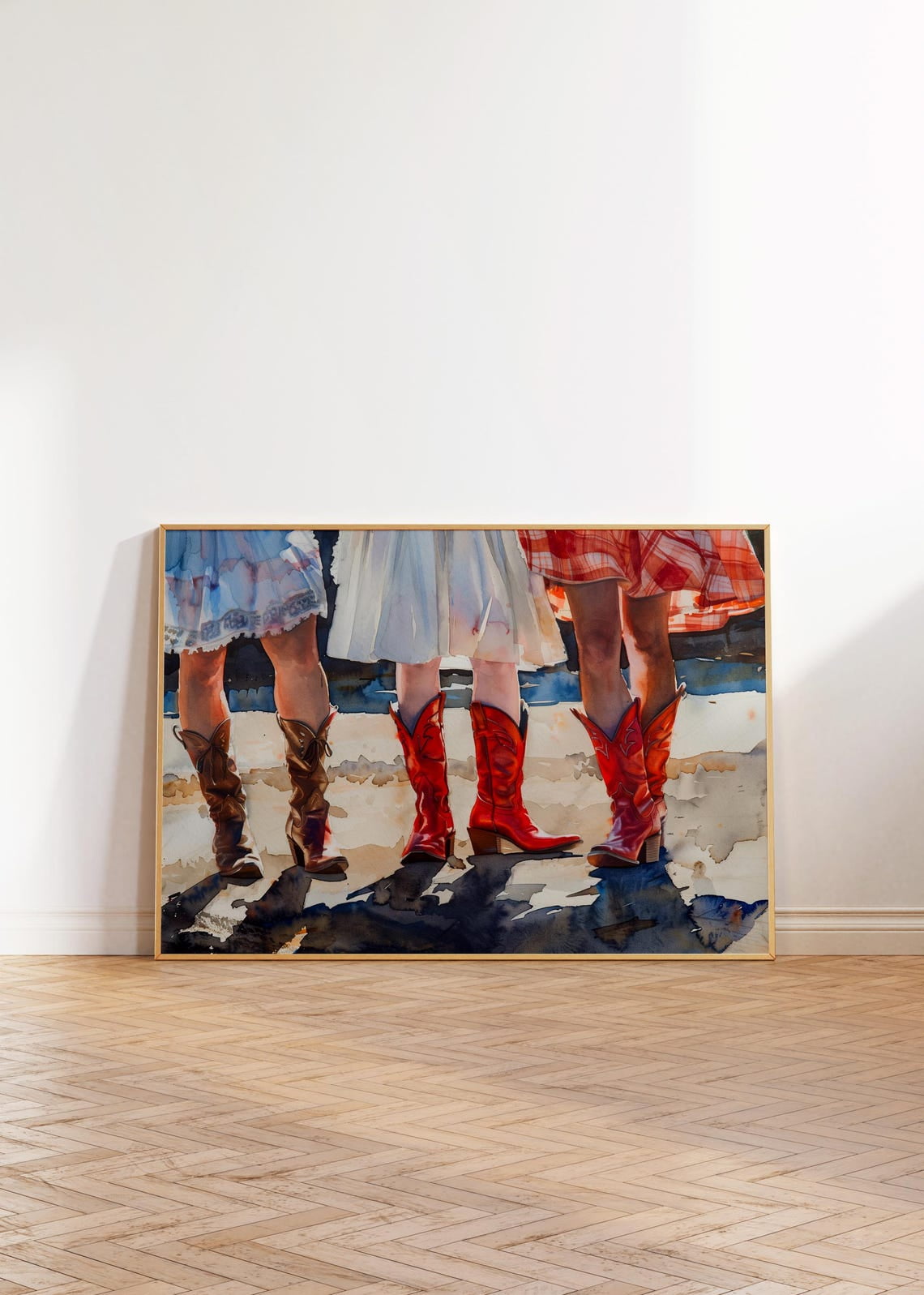 Colorful Cowgirl Boots Wall Art, Red Cowgirl Boots Print, Preppy ...