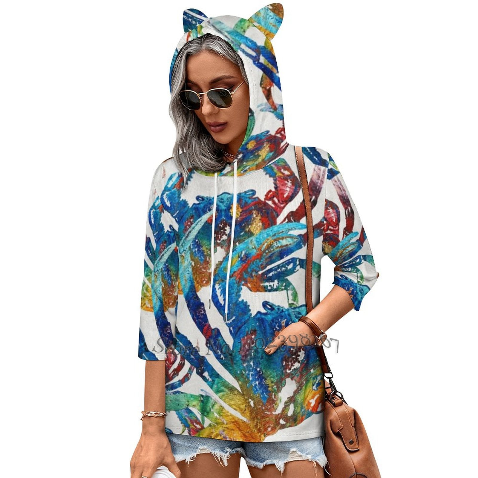 Colorful Crab Collage Art By Sharon Cummings Oversized Hoodie Women ...