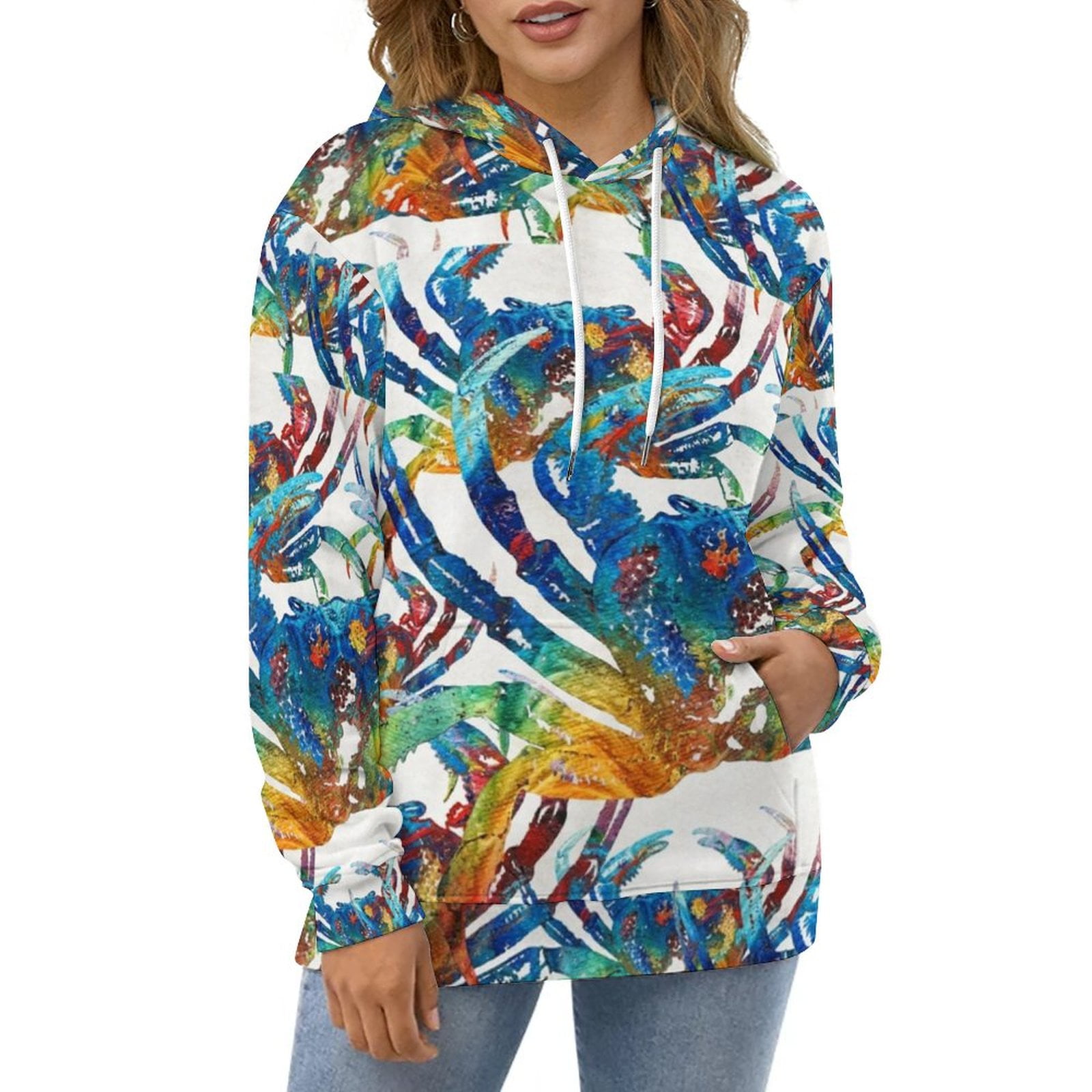 Colorful Crab Collage Art By Sharon Cummings Oversized Hoodie Women ...
