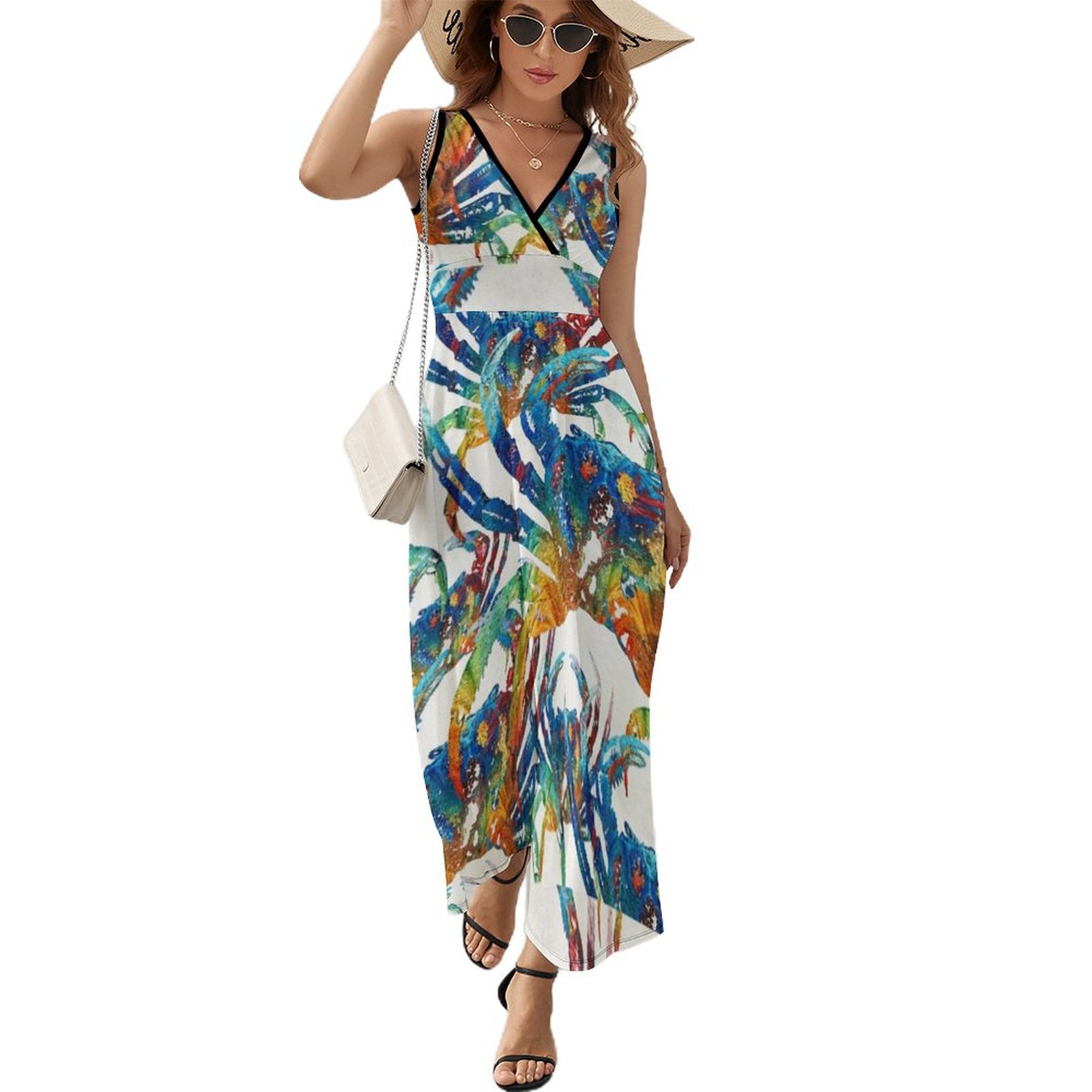 Colorful Crab Collage Art by Sharon Cummings Sleeveless Dress women's ...