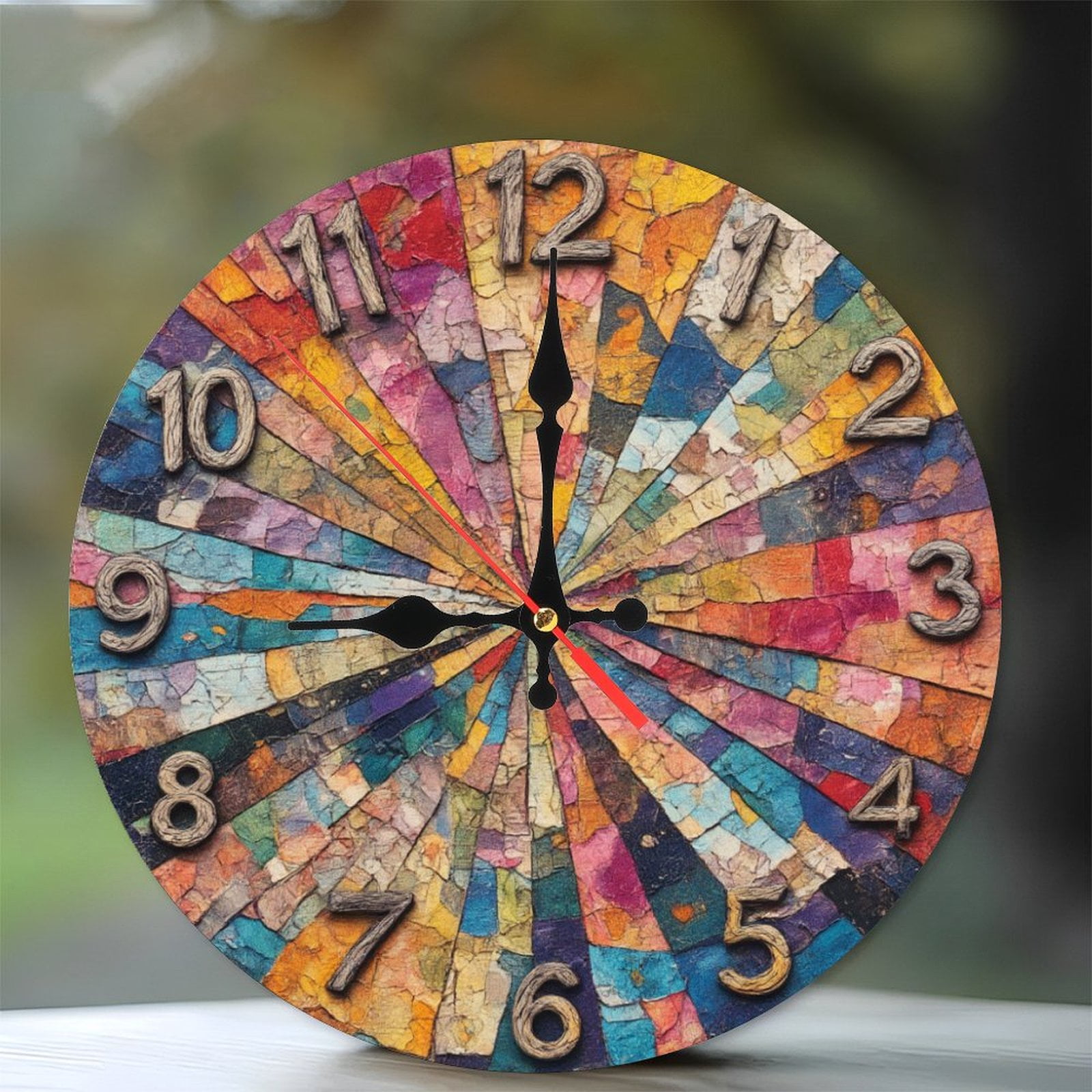 Colorful Cracked Paint Wall Clock Retro Vintage Home Decor 10-Inch ...