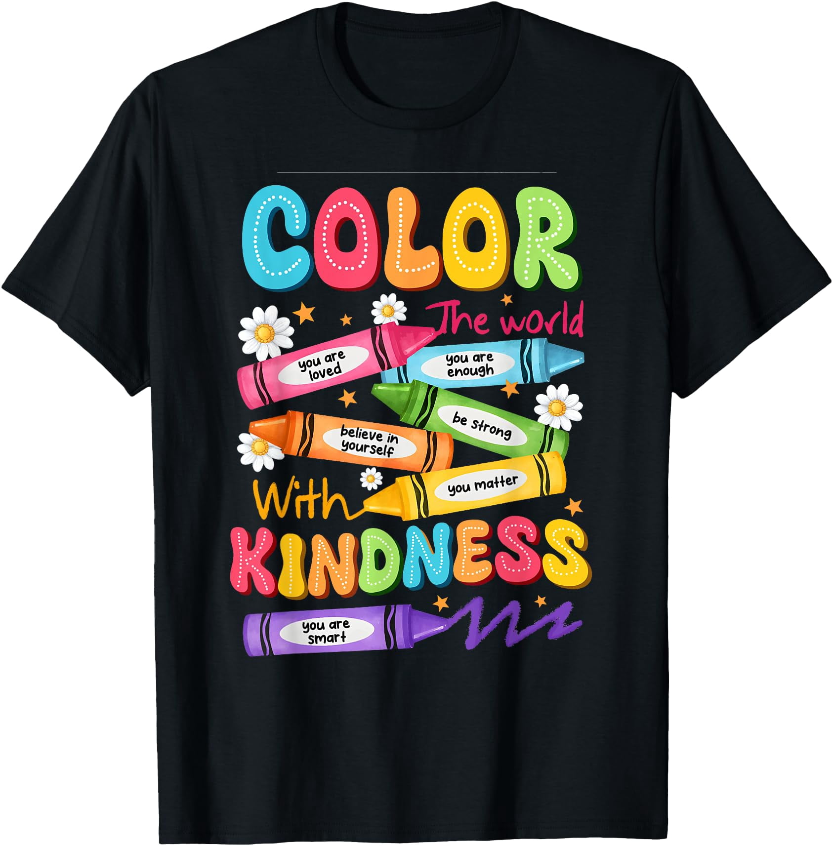 Colorful Crayon Illustrations T-Shirt for Spreading Kindness and ...