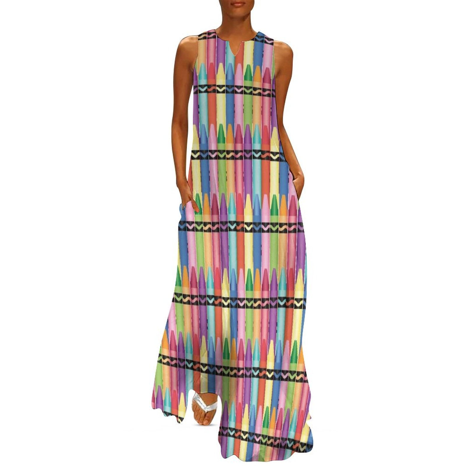 Colorful Crayon Pattern Long Dress Women"s summer long dress dress ...
