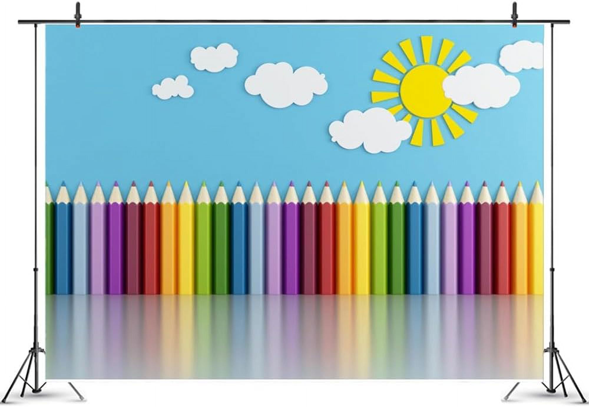 Colorful Crayon Sun Clouds Photography Background for Children's Room ...