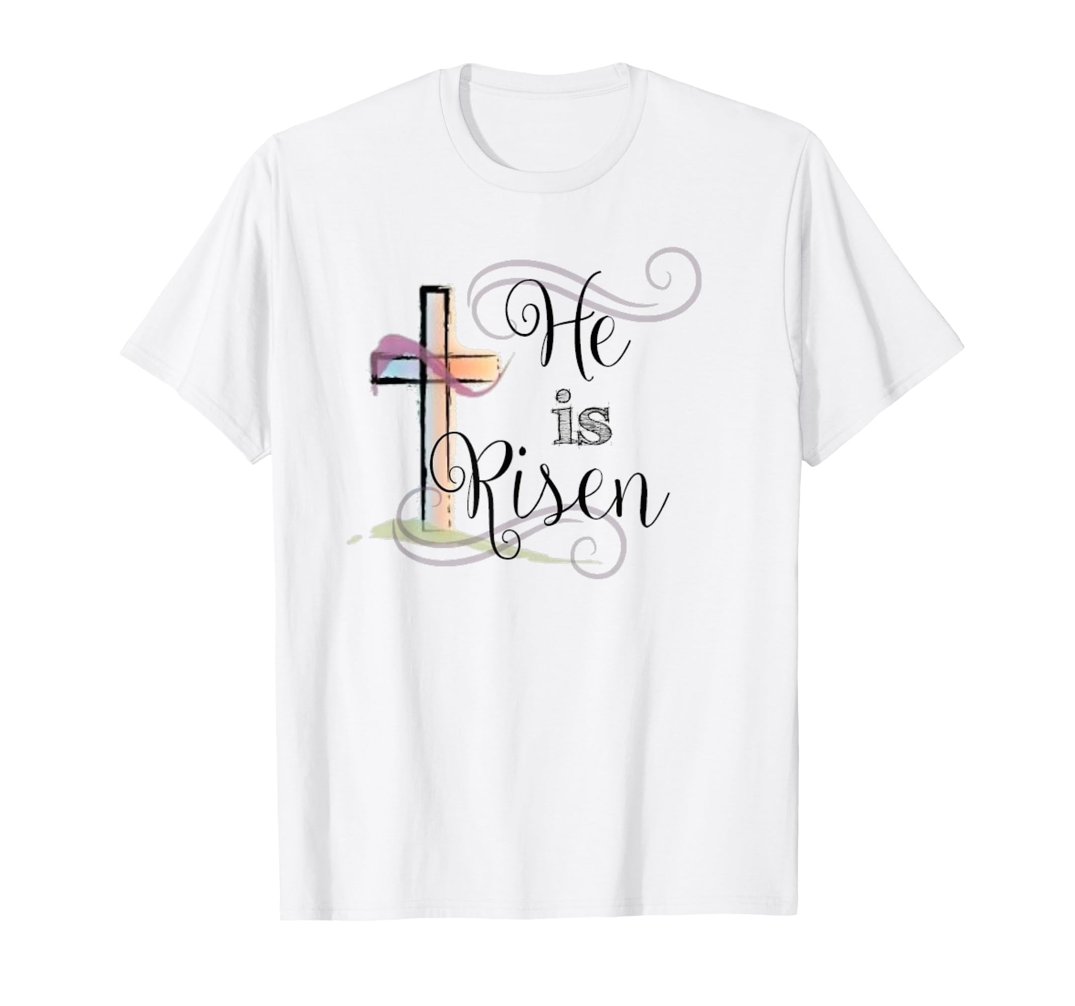 Colorful Cross Design He Is Risen T-Shirt for Christian Easter ...