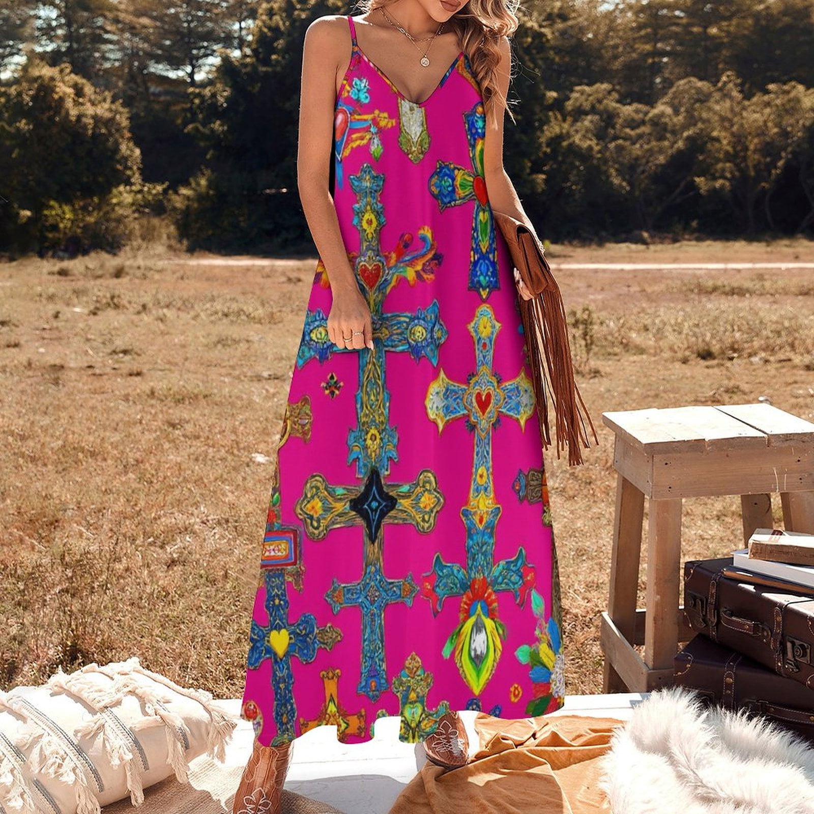 Colorful Cross Patterns-2 Sleeveless Dress dresses summer woman dresses ...