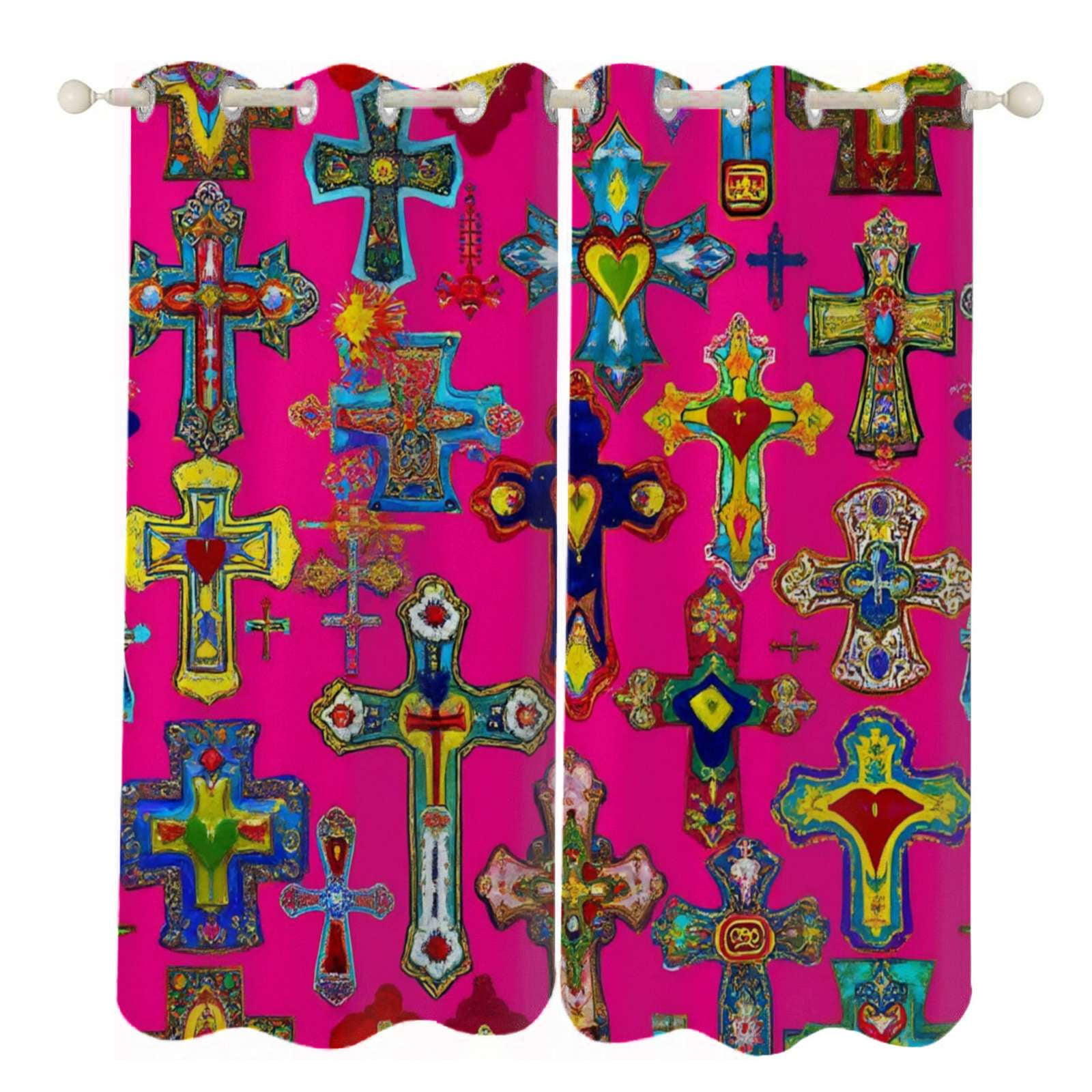 Colorful Cross Patterns Sunshade Curtains Home Bedroom Living Room ...