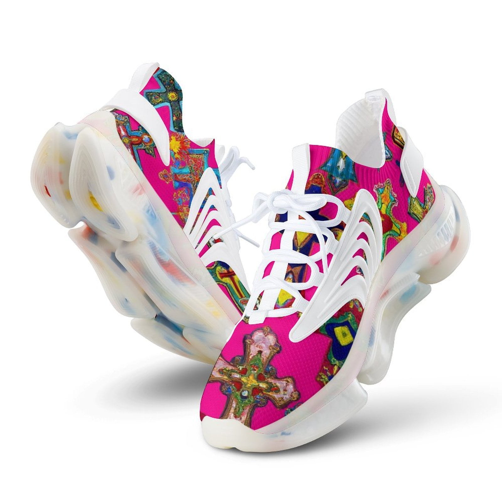 Colorful Cross Patterns Walking Shoes for Men Woman Lightweight Tennis ...