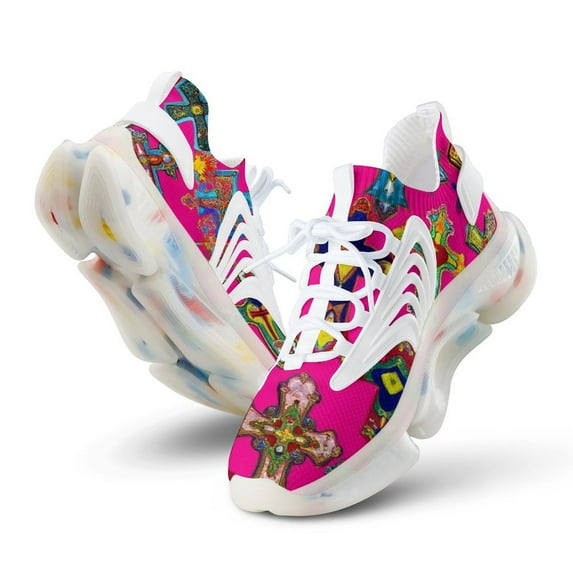 Colorful Cross Patterns Walking Shoes for Men Woman Lightweight Tennis ...