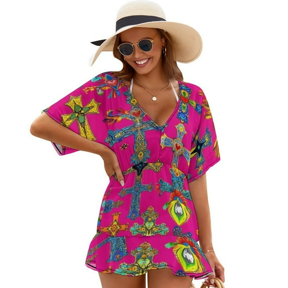 Colorful Cross Patterns Women's Luxury Party Dress Evening Dresses ...