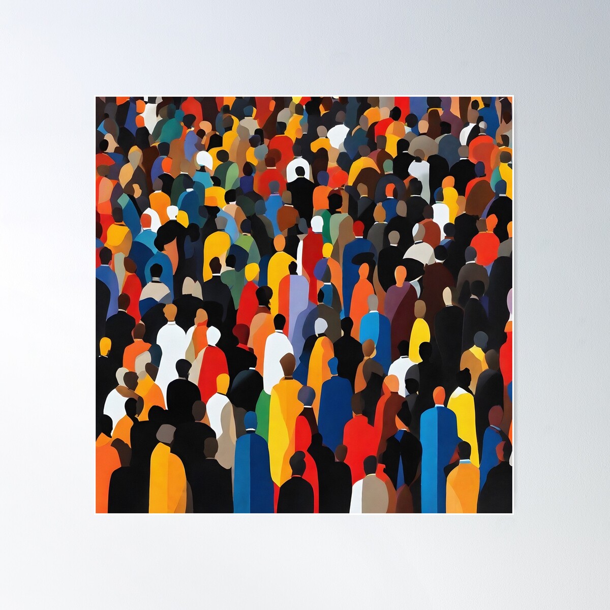 Colorful Crowd People Poster Wall Art, Modern Wall Decor For Living ...