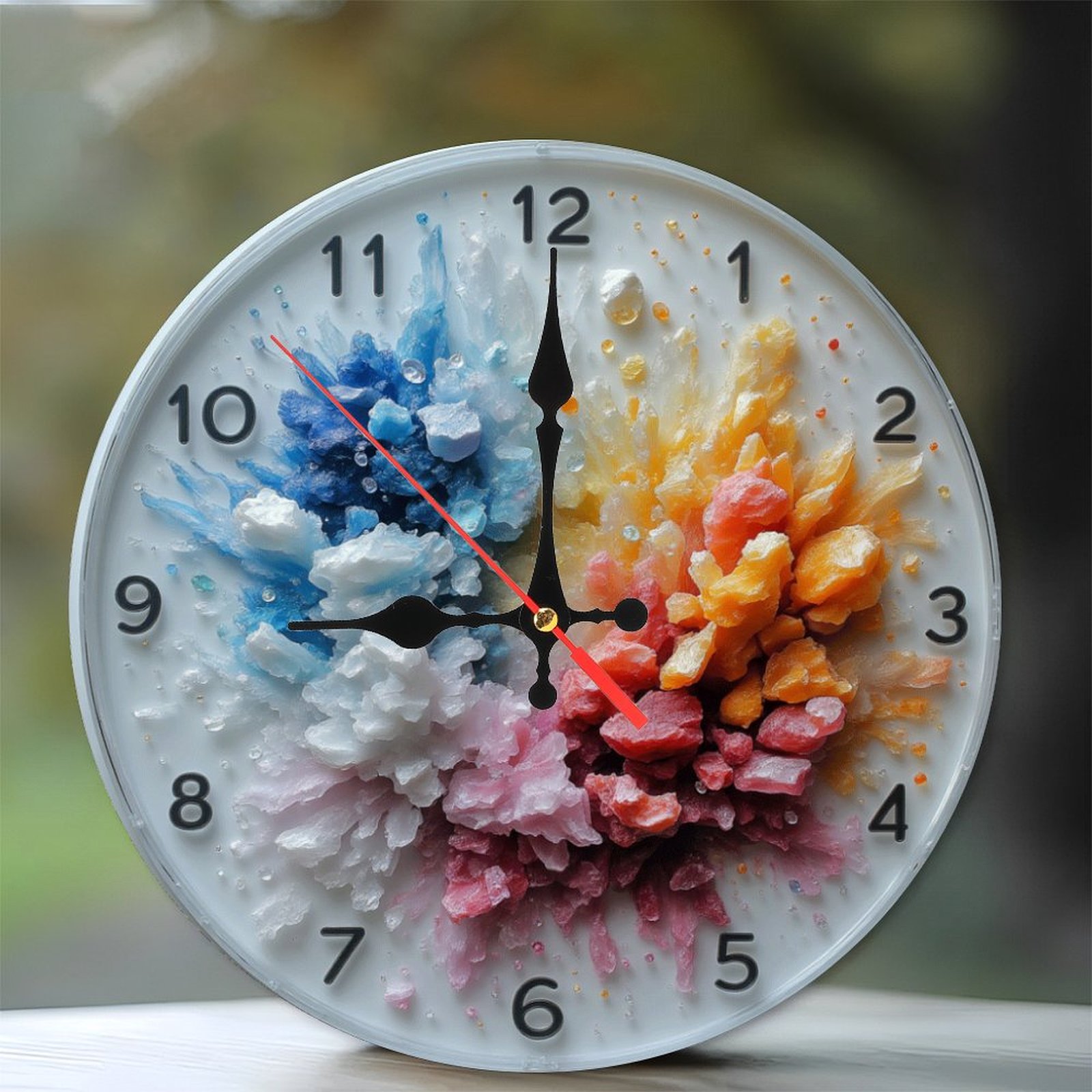 Colorful Crystal Art Clock Home Decor Unique Design 10-Inch Silent ...
