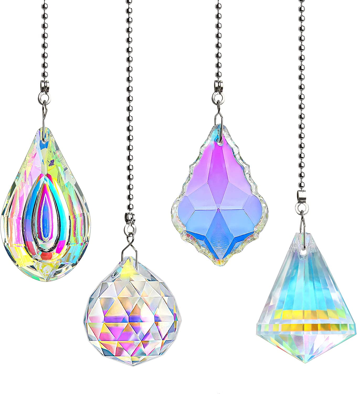 Colorful Crystal Prism Drop Dazzling Crystal Pull Chain for Ceiling Fan ...