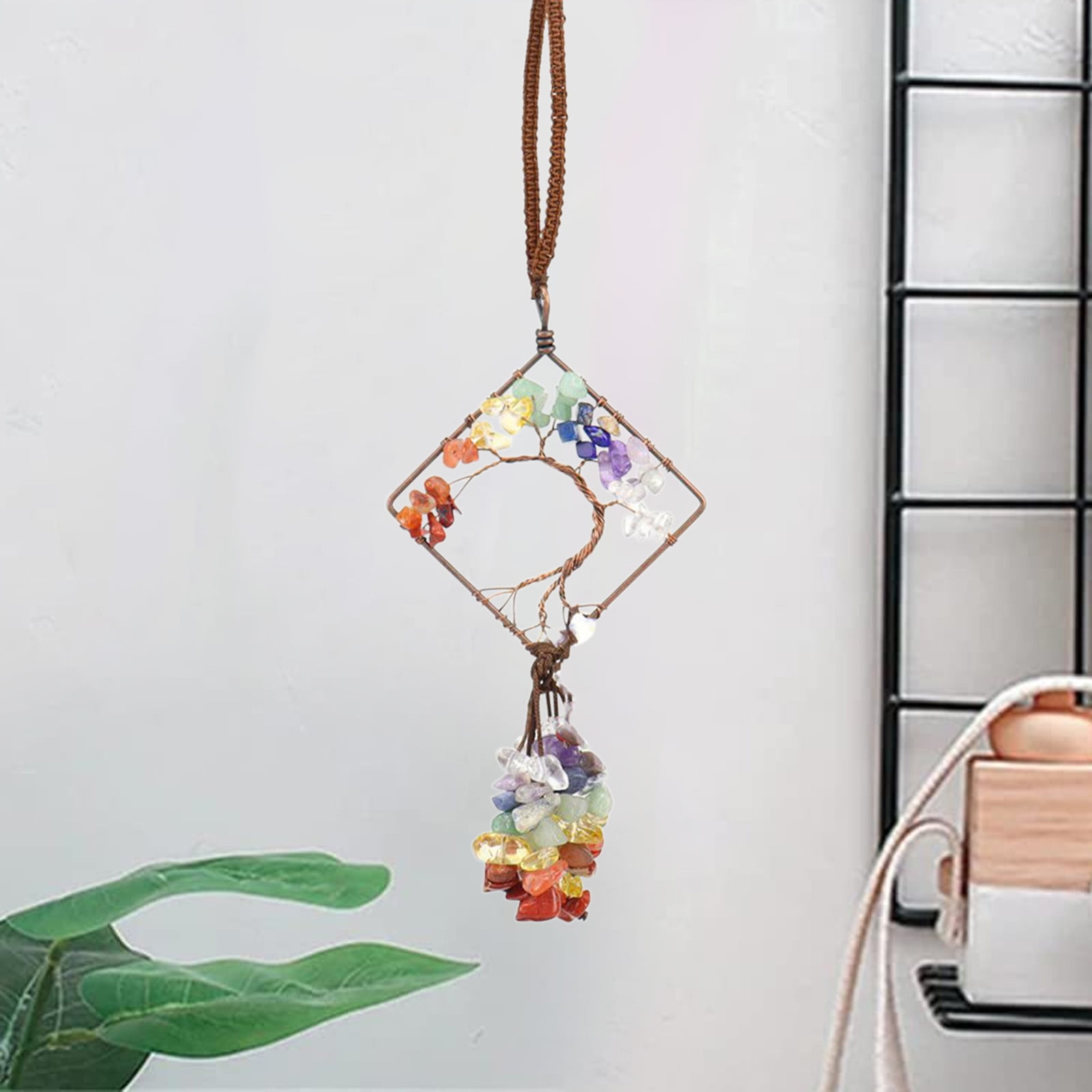 Colorful Crystal Tree of Life Car Hanging - Hand Woven Multicolor ...