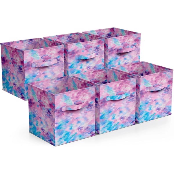 Colorful Cube Storage Bins, Set of 6 Foldable Collapsible Storage Box ...