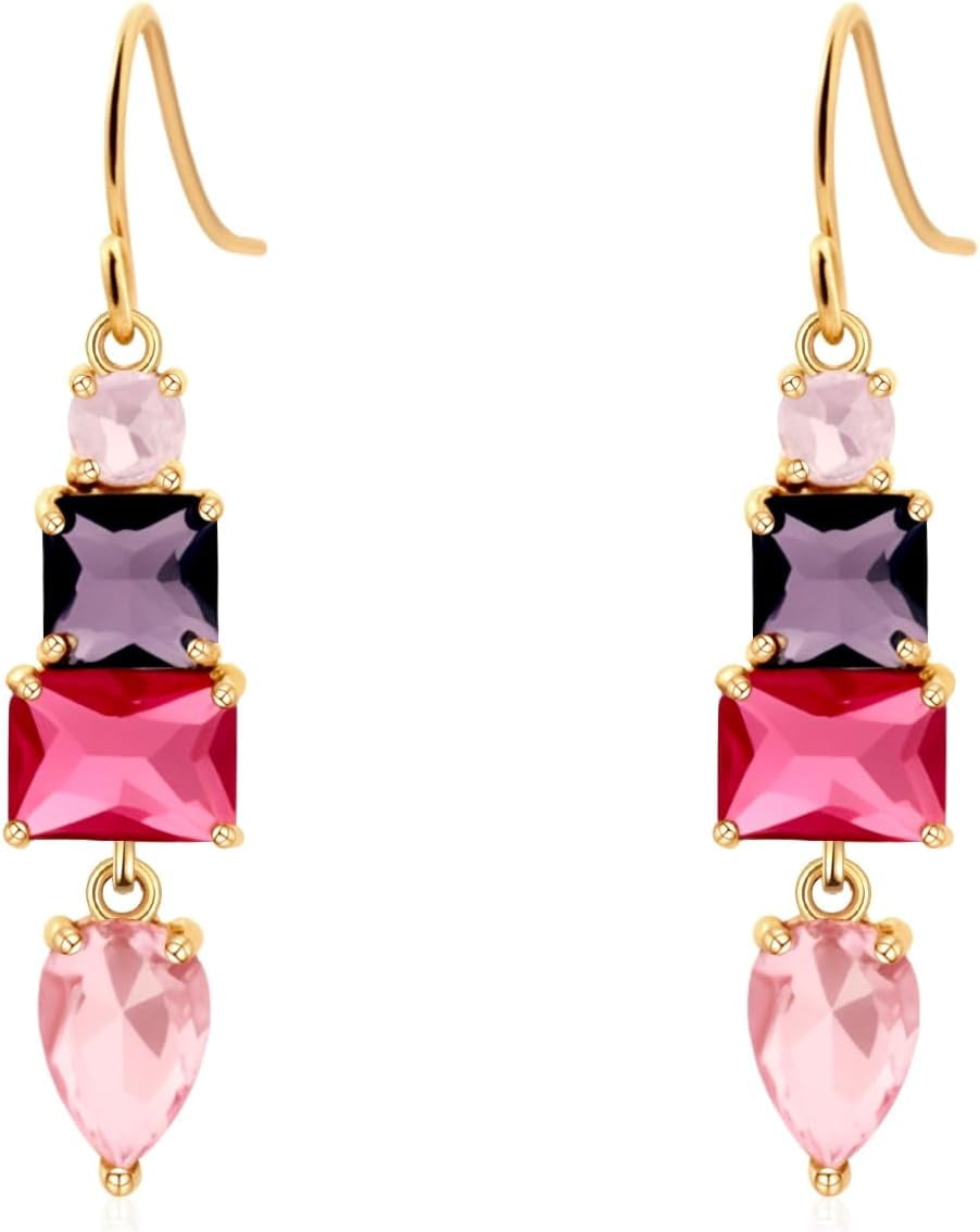 Colorful Cubic Zirconia Dangle Earrings for Women Multicolor Crystal ...