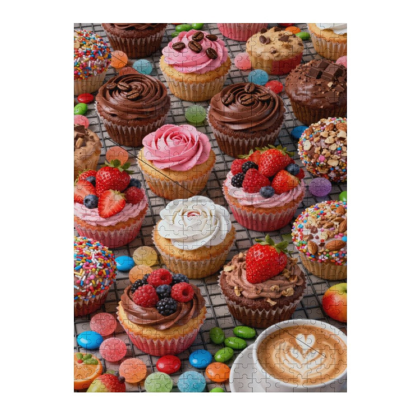 Colorful Cupcake Assortment Wooden Jigsaw Puzzle 500 Piece Puzzle for ...
