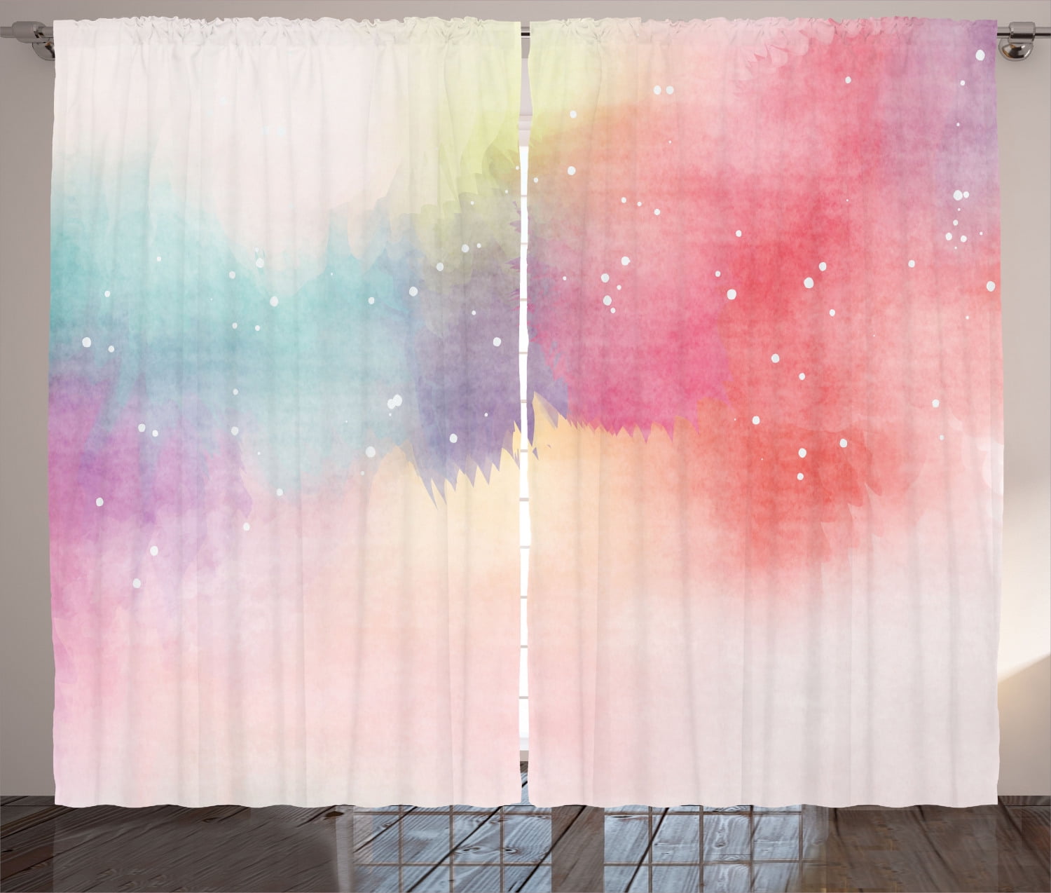 Ambesonne Colorful Curtains 2 Panel Set, Abstract Digital Paint, 108" x ...