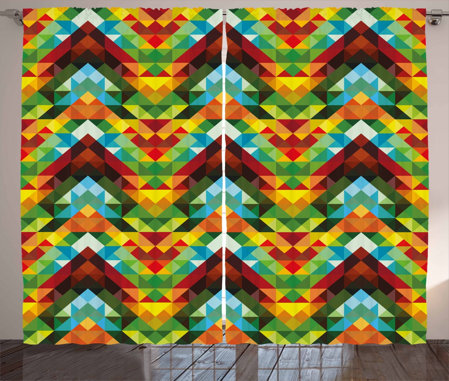 Ambesonne Colorful Curtains 2 Panel Set, Abstract Optic Pattern, 108" x ...