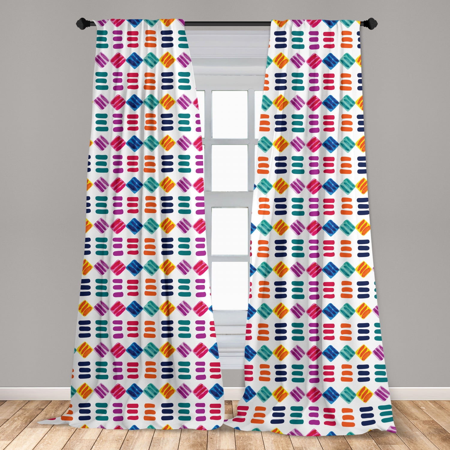 Colorful Curtains 2 Panels Set Abstract Watercolor Style Pattern With