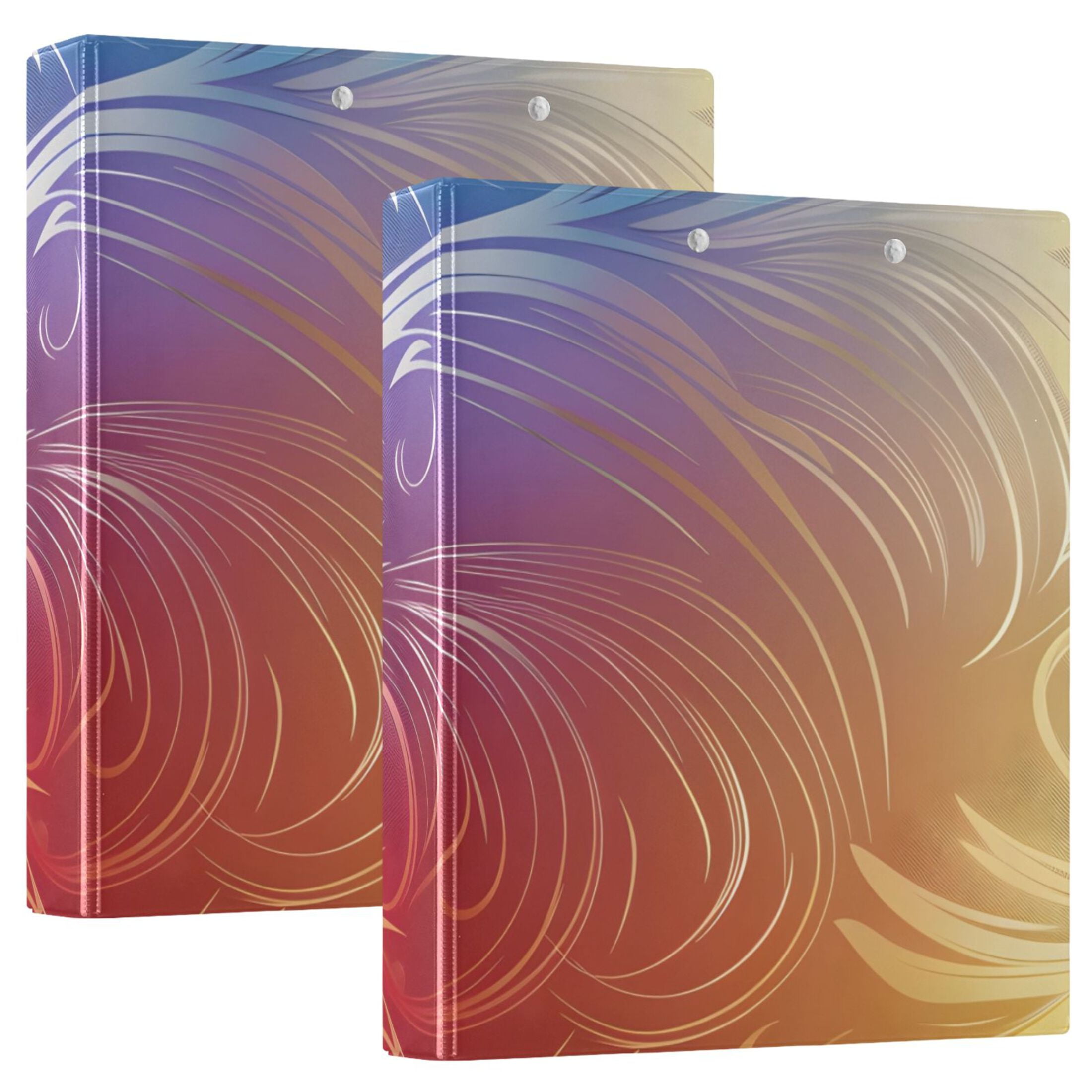 Colorful Curve Flowers 3 Ring Binders 1.5 inch Hardcover File Folders ...